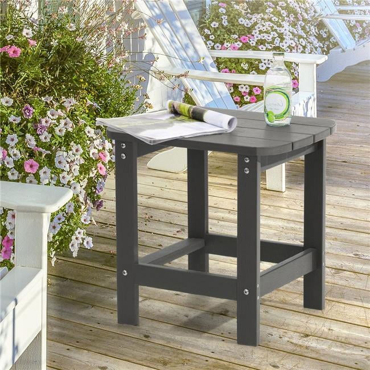 SANLUCE UN-ETA-E13GY Charcoal Gray Plastic Outdoor Side Table, Patio ...