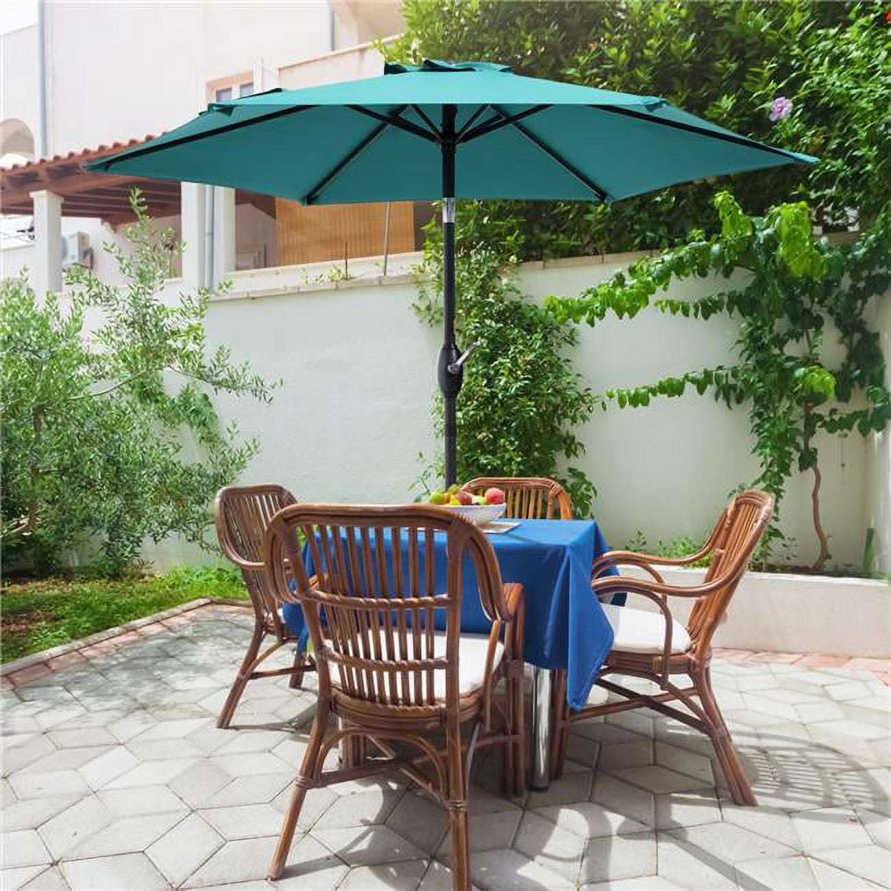 SANLUCE UN-LW-75LB 7.5 ft. Patio Market Crank and Tilt Umbrellas, Table ...