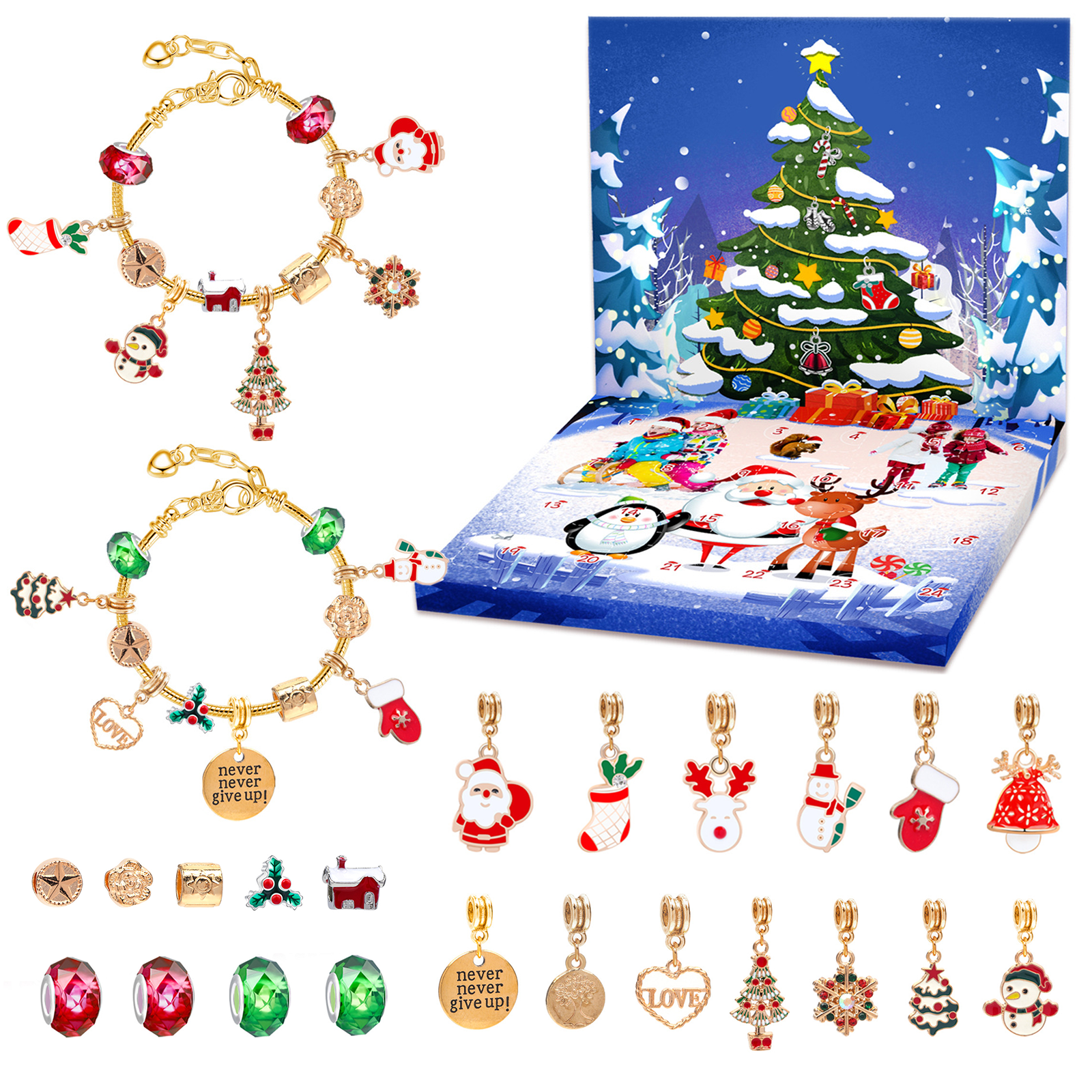 SANMADROLA 2025 Christmas Advent Calendar Bracelets for Girls 24 Days ...