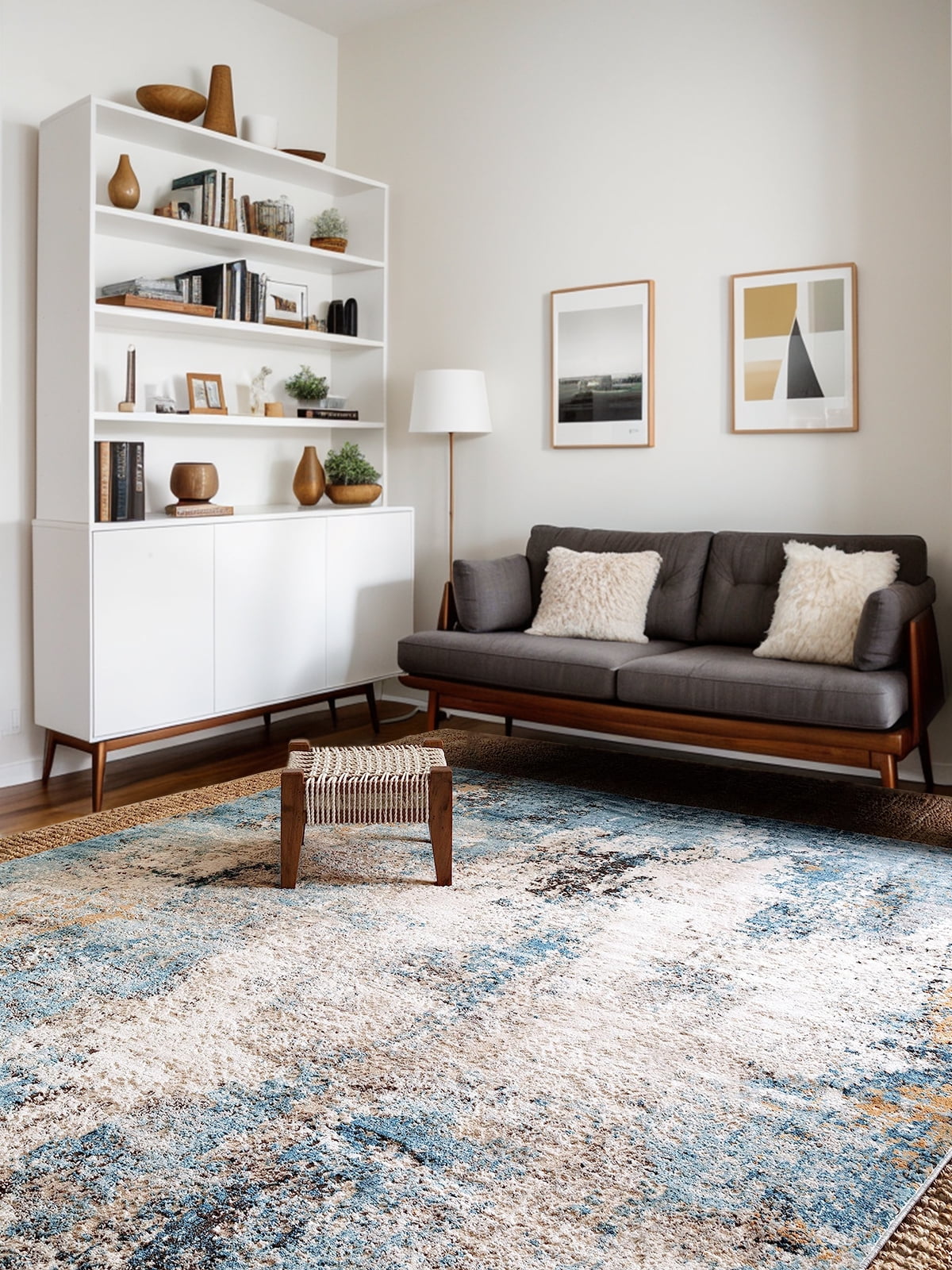 SANMADROLA 6X9 Area Rugs for Living Room Modern Abstract Blue Machine ...