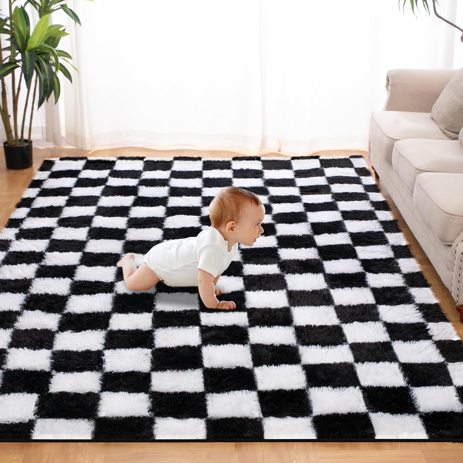 Sanmadrola Area Rugs for Bedroom, Fluffy Shaggy Soft Area Rug, Non-Slip ...