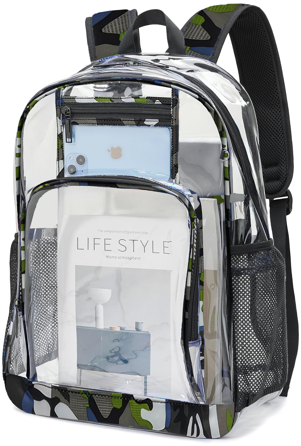 SANMADROLA Clear Backpack Heavy Duty Clear Book Bag Large See Through ...