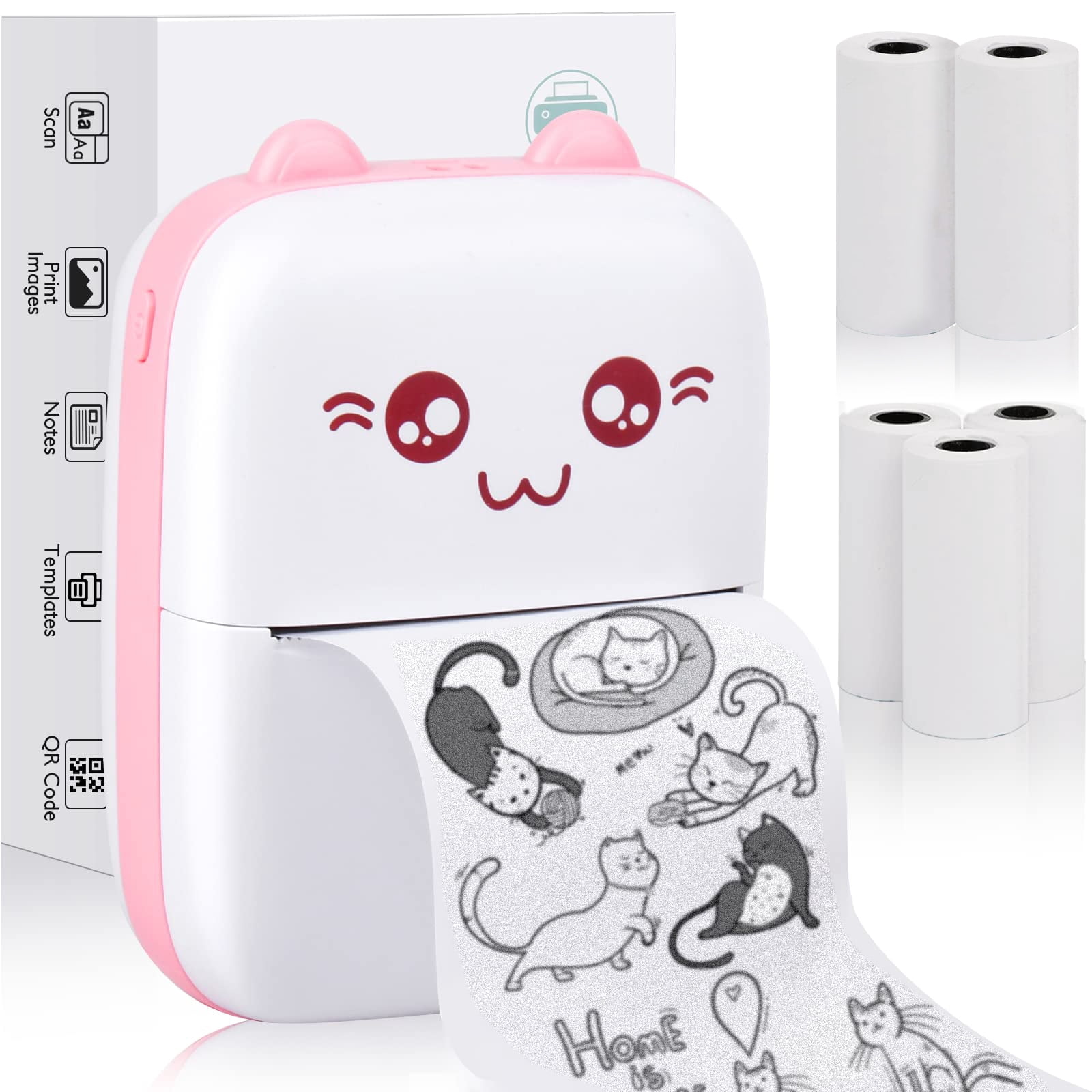 SANMADROLA Mini Pocket Printer, Gifts for kids, Portable Thermal ...