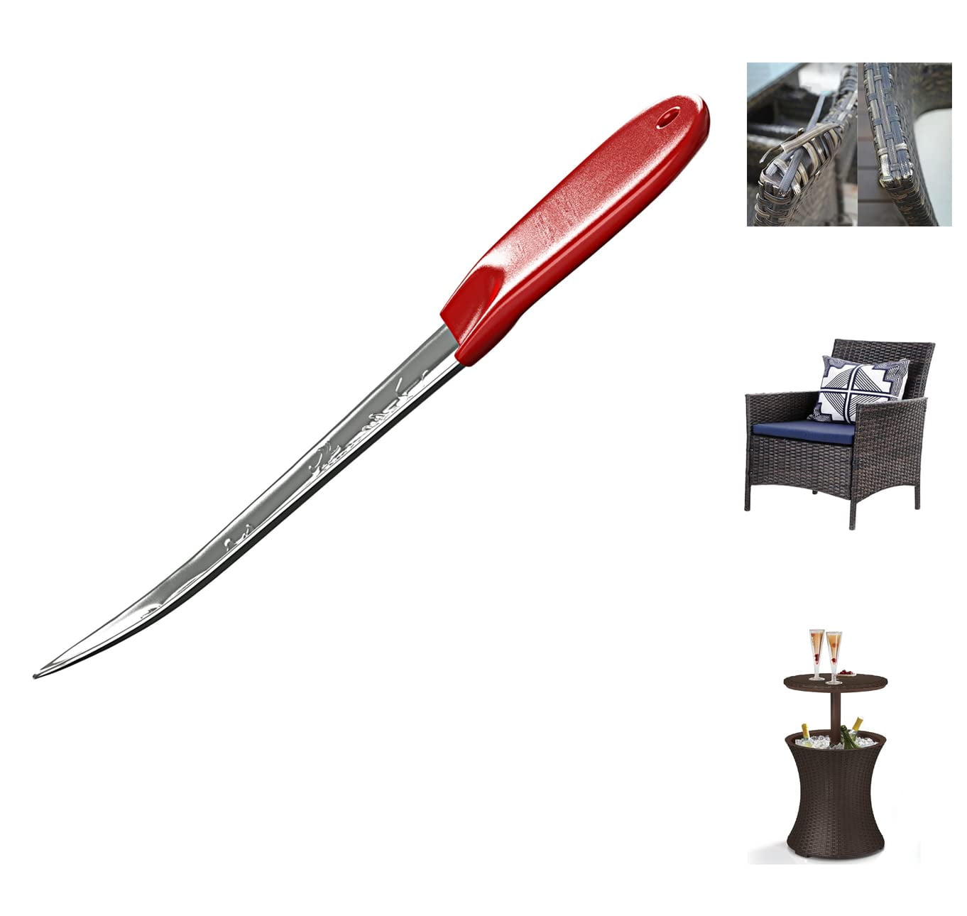 SANMENMO Wicker Repair Tool, Stainless Steel Prying Tool with Silicone ...