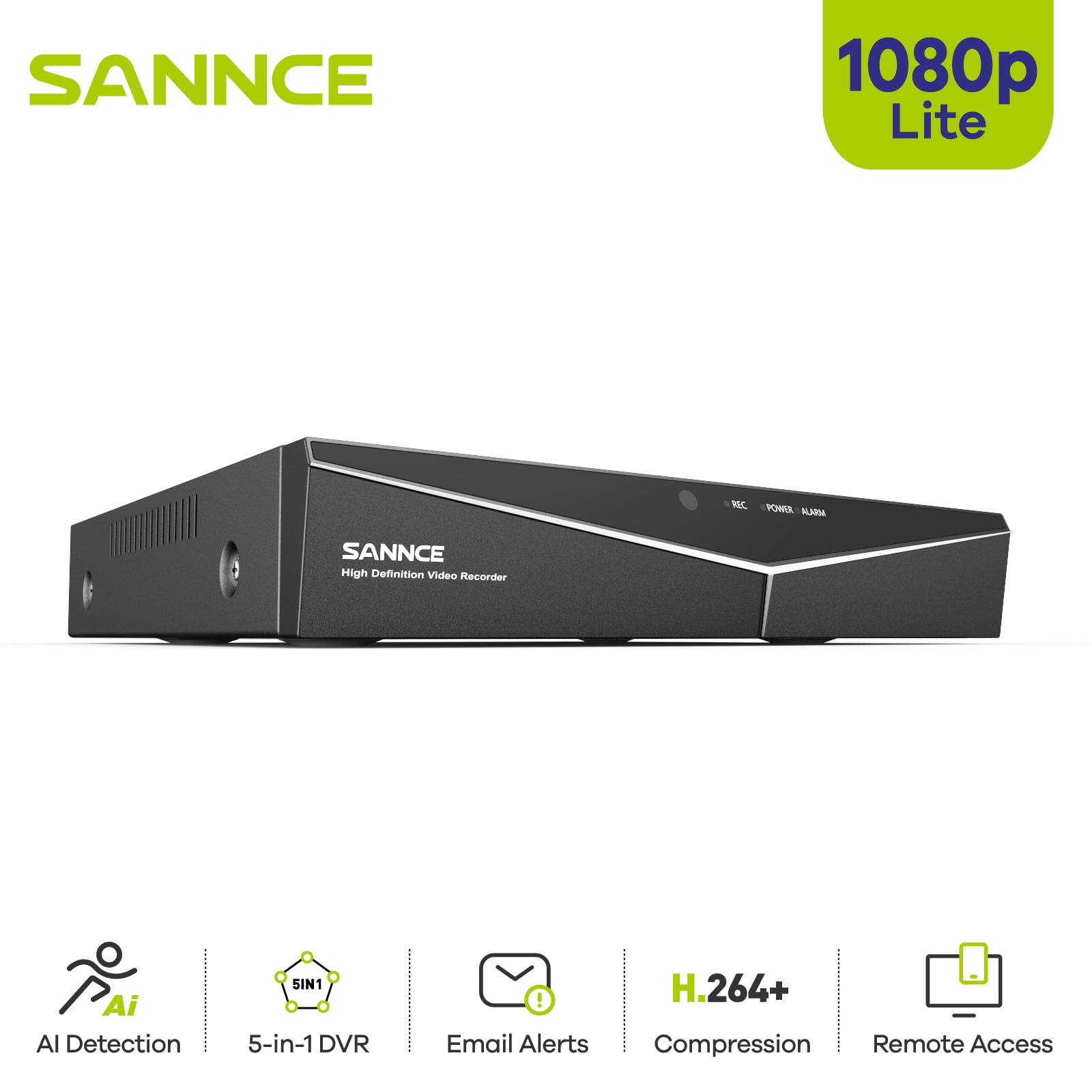 SANNCE 1080P 16 Channel CCTV DVR Recorder(NO HDD), H.264+ Hybrid 5-in-1 ...