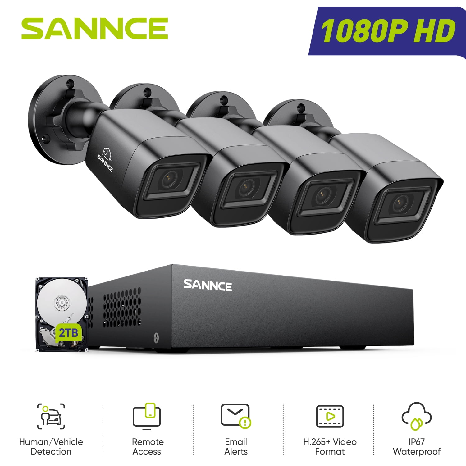 SANNCE 8CH 1080p AI Security Camera System 5-in-1 CCTV DVR Recorder ...