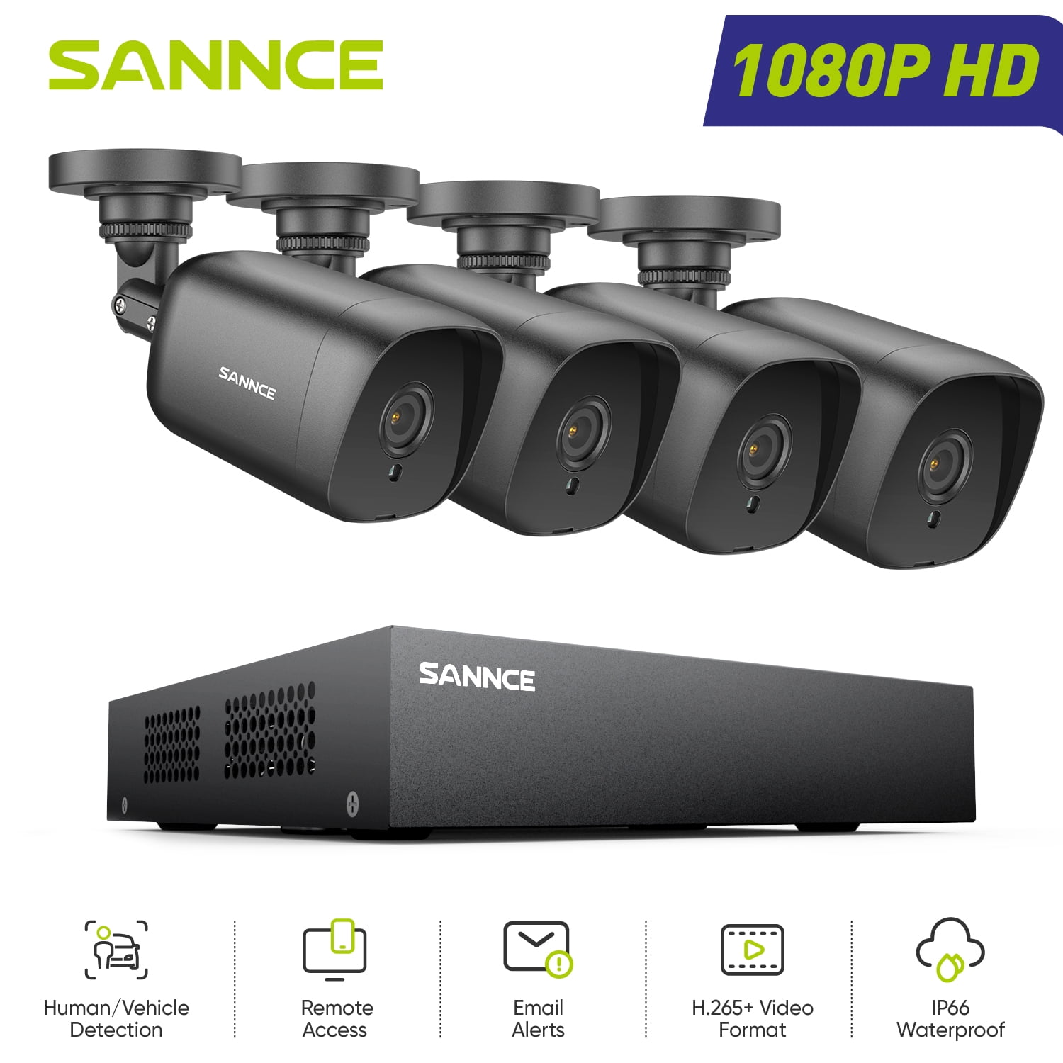 SANNCE 1080P 8CH CCTV Security Camera System, 1080P 5-in-1 DVR and 4 ...