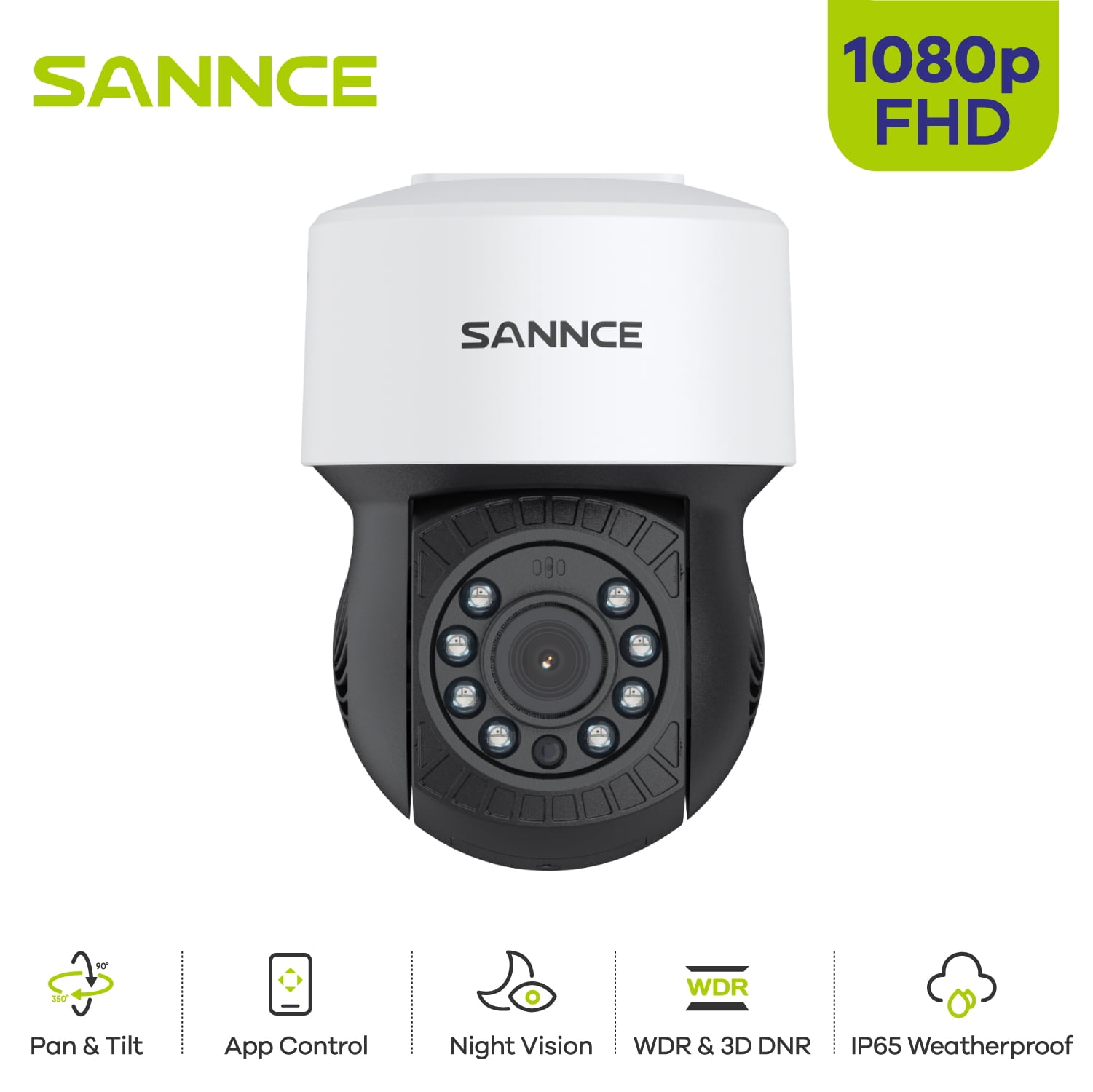 SANNCE 1080P AHD PT Dome Indoor/Outdoor Wired Video Security Camera ...
