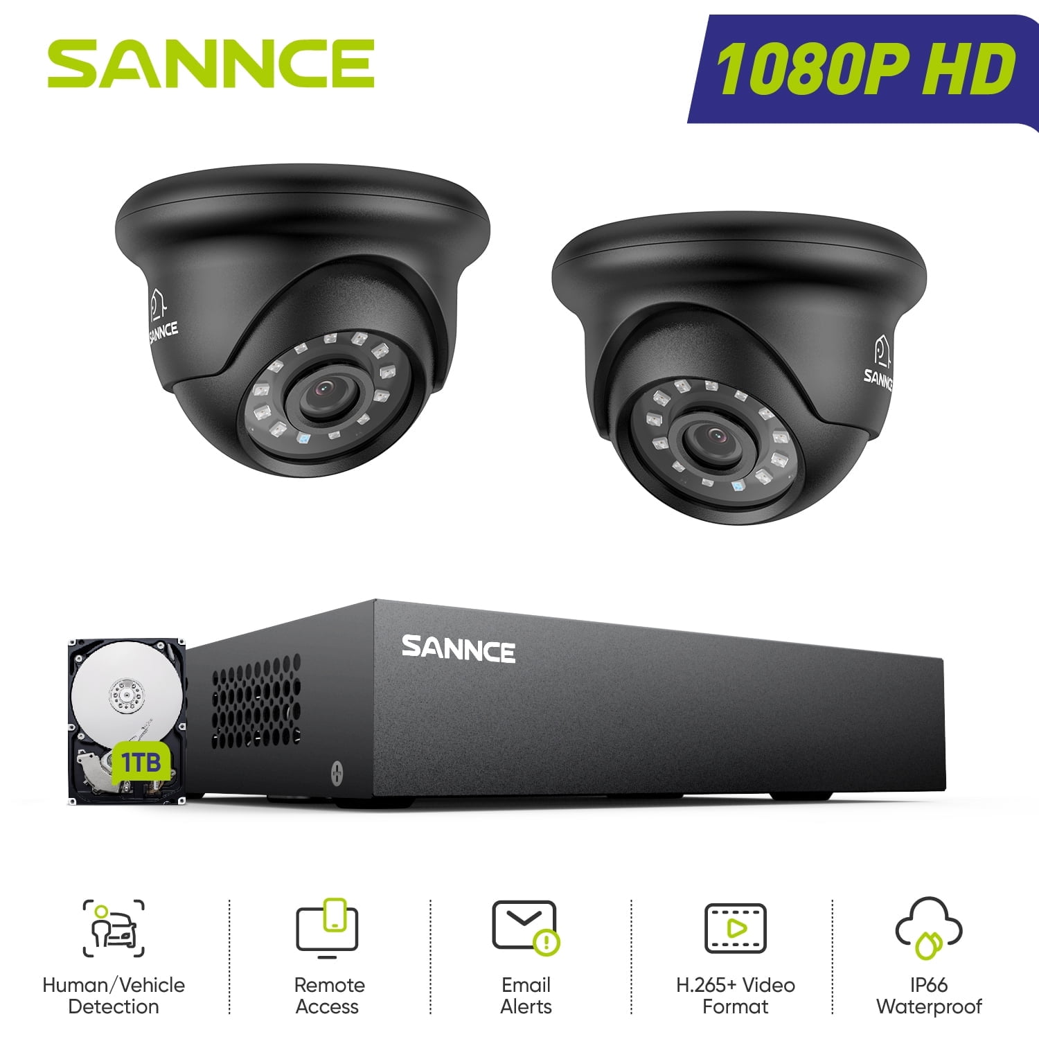 SANNCE 1080P CCTV Security Camera System, 5 in 1 DVR Hybrid Digital ...