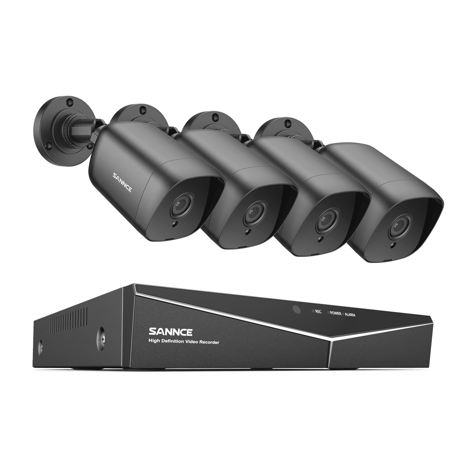 SANNCE 1080p 4 Channel DVR Recorder Outdoor Security Camera, Black, 4 ...