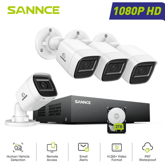 SANNCE 1080P Wired Security Camera System, CCTV 8 Channel 5-in-1 DVR ...