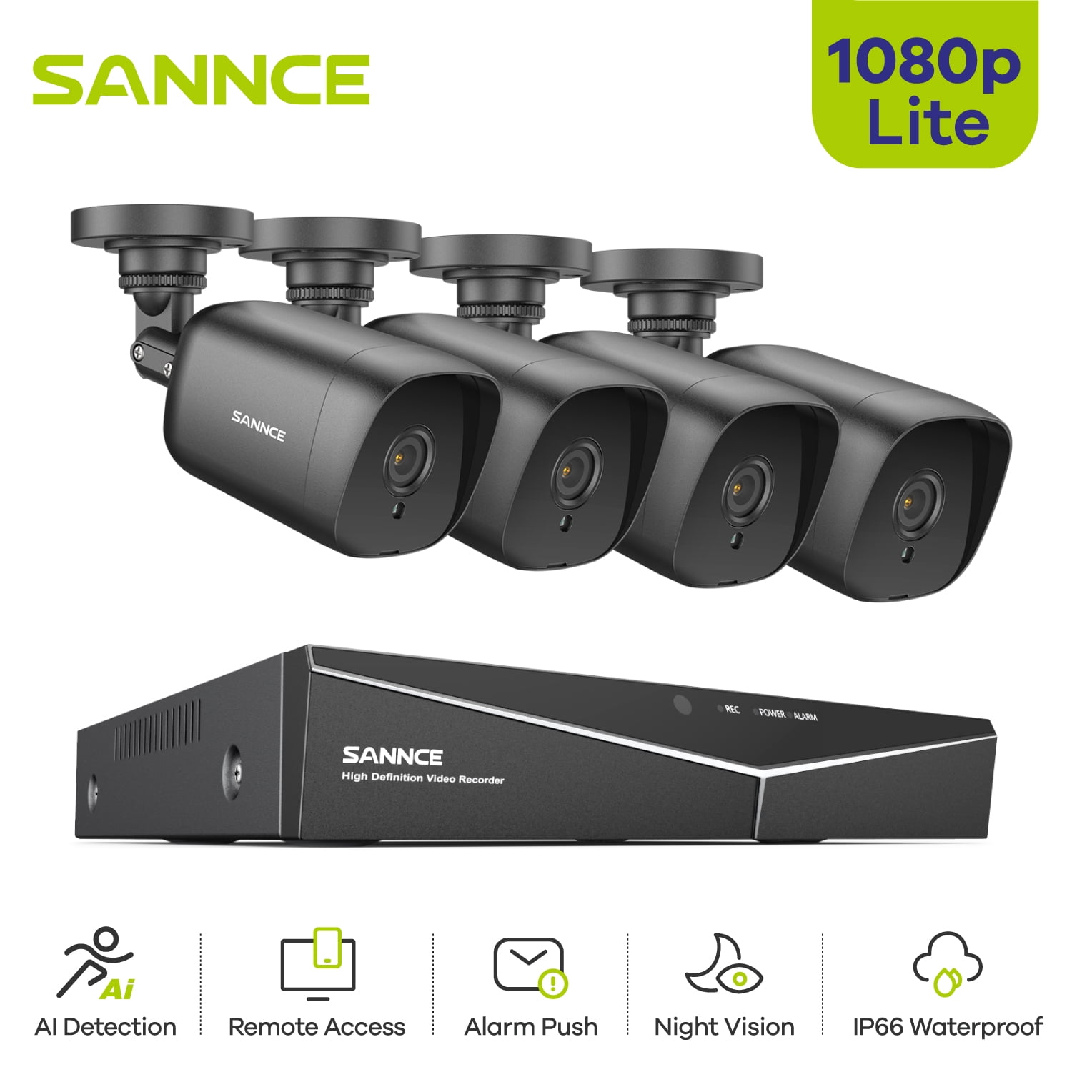 SANNCE 1080P CCTV Camera System, 5 in 1 DVR Hybrid Digital Video ...