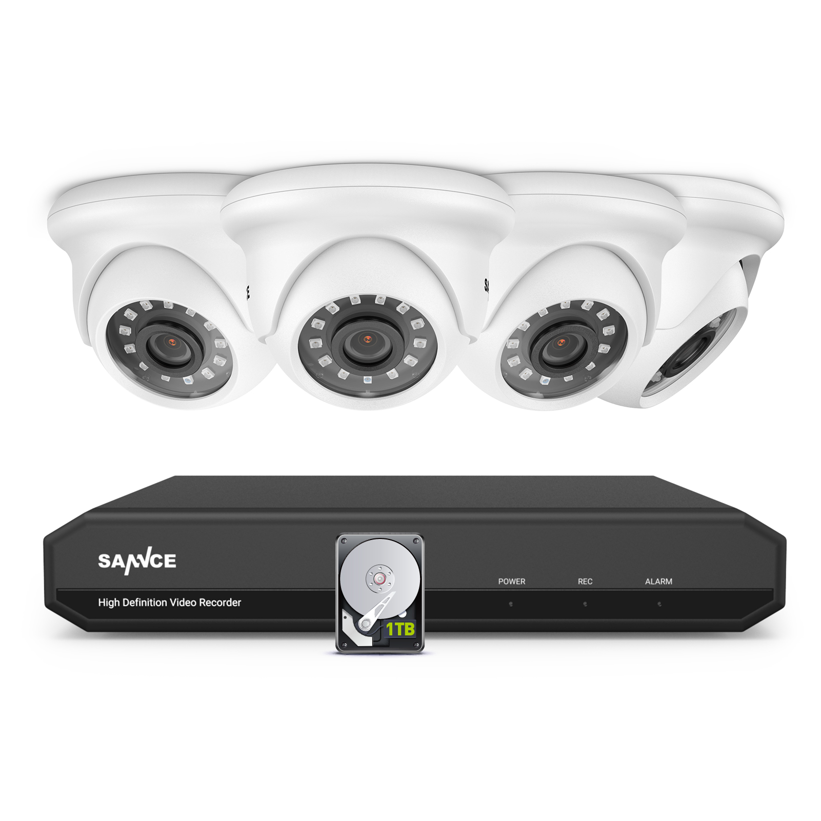 SANNCE 4CH 1080P Security Camera System,5-in-1 DVR,4Pcs 1080P Outdoor ...