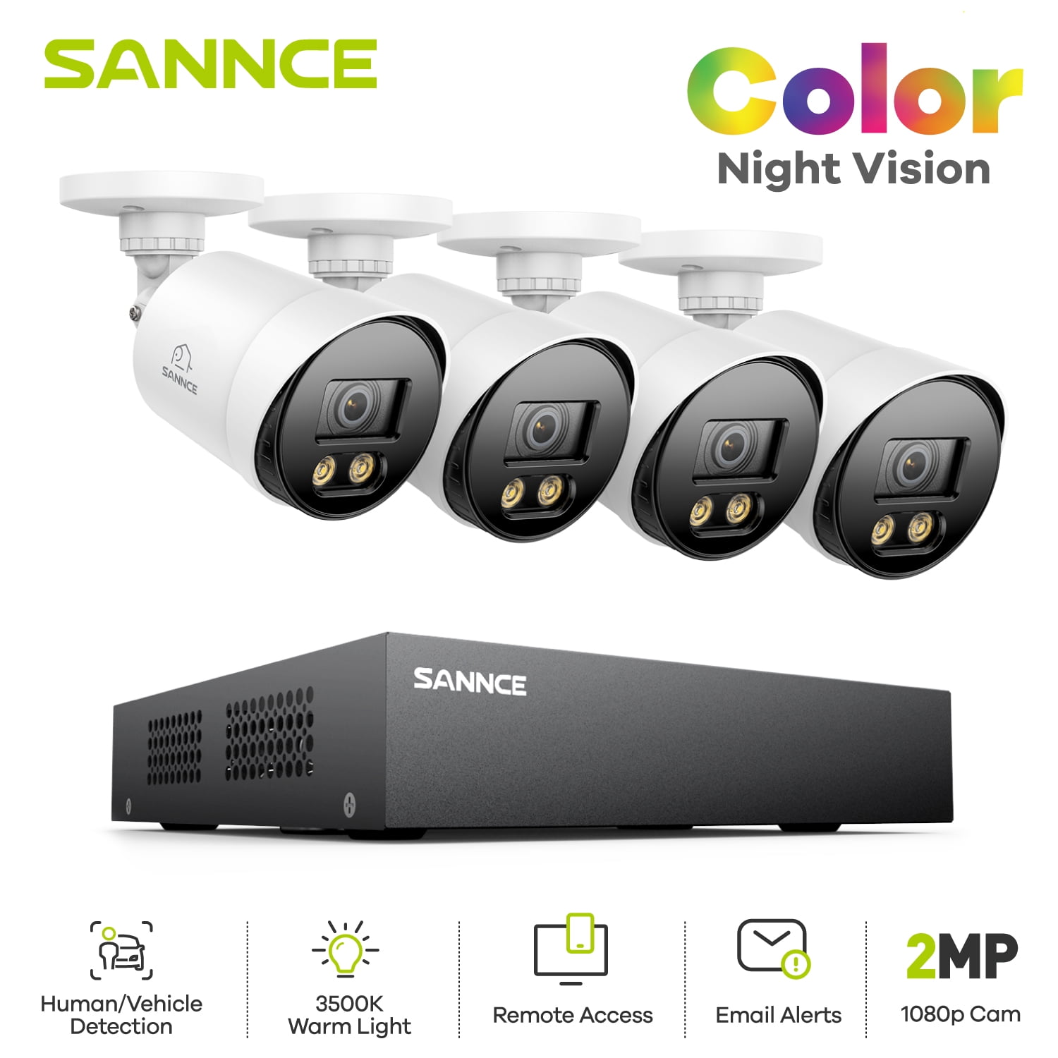 SANNCE CCTV Security Camera System 1080P Colour Night Vision, 8CH 5-IN ...