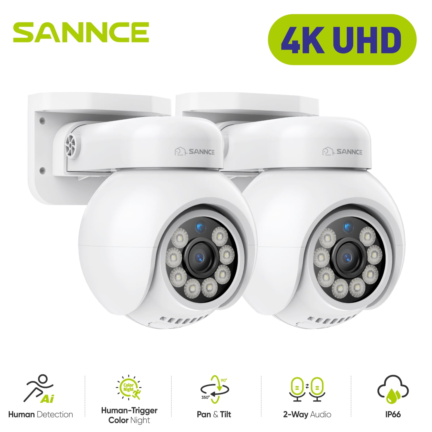 Poe Ptz Camera SANNCE 2-Pack 3MP POE Security Cameras With 2-Way Audio ...