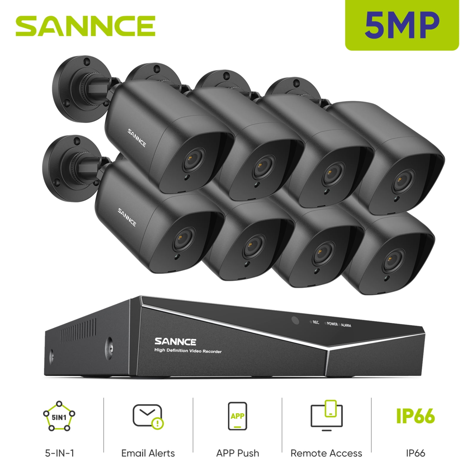 SANNCE Home Security Camera System 5MP 8 Channel Surveillance with 8 ...