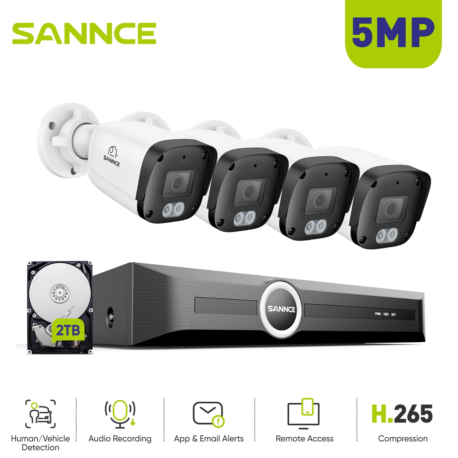 SANNCE 5MP PoE Security System, 8CH 6MP Surveillance NVR with 4PCS 5MP ...