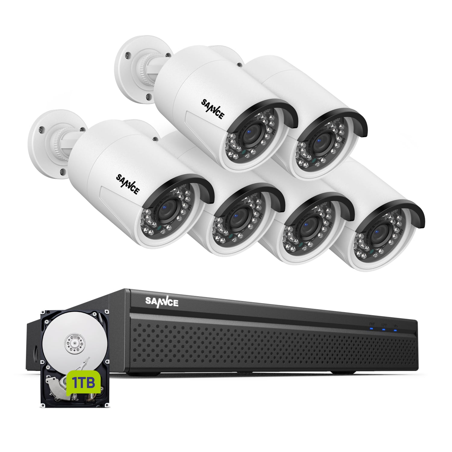 SANNCE 5MP Security Camera System with 8 Channels, 6 PoE IP Cameras ...
