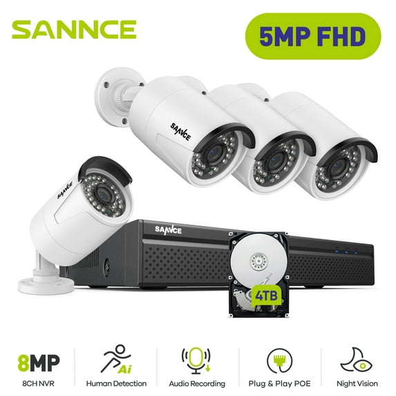 SANNCE 8CH 5MP POE CCTV Home Security Camera System, 8CH POE 4K NVR ...
