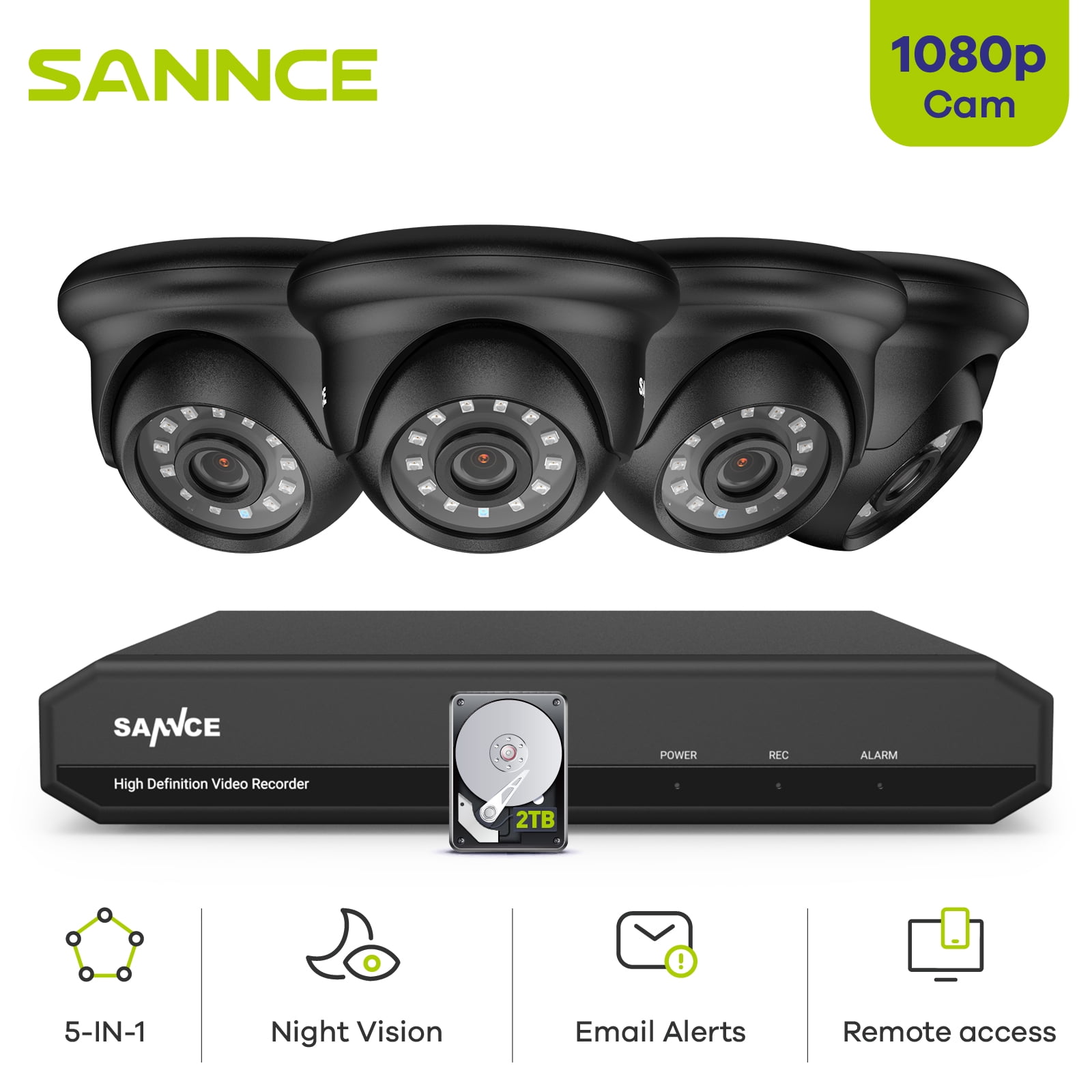 SANNCE Home Security Camera System,1080P 4CH DVR Outdoor Waterproof ...