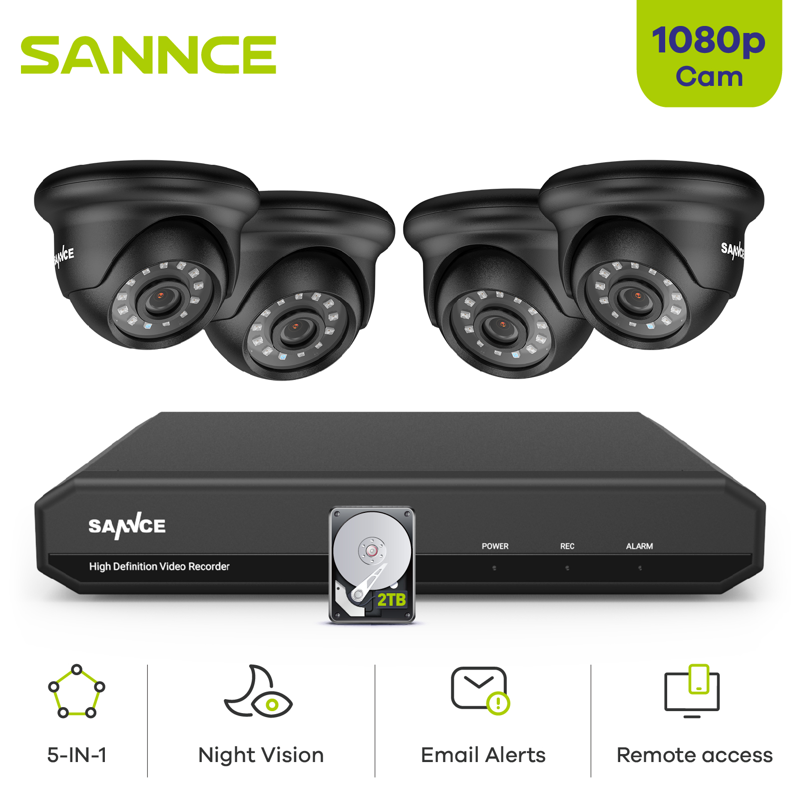 SANNCE Home Security Camera System, 4 Pcs 1080P Security Camera Kit 4CH ...