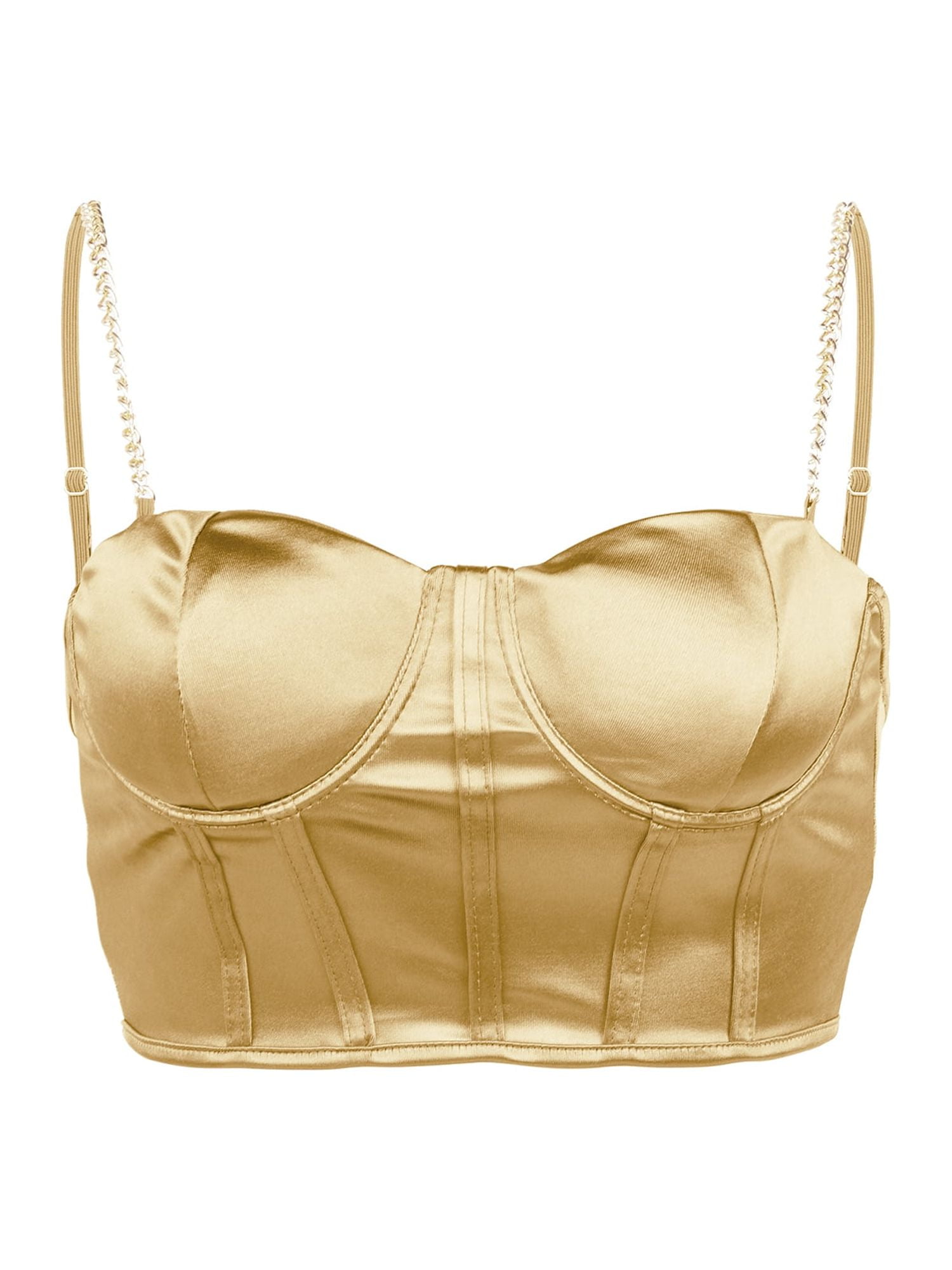 SANNEDONG Women Chain Straps Camisole Low Cut Crop Tank Top Y2K Bustier ...