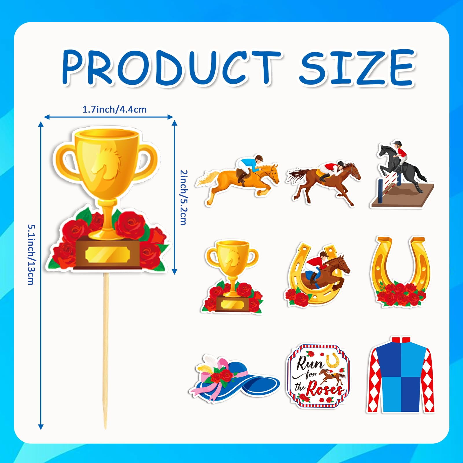 SANNIX 72Pcs Horse AJH3 Derby Cupcake Toppers Derby Day Horse Racing ...