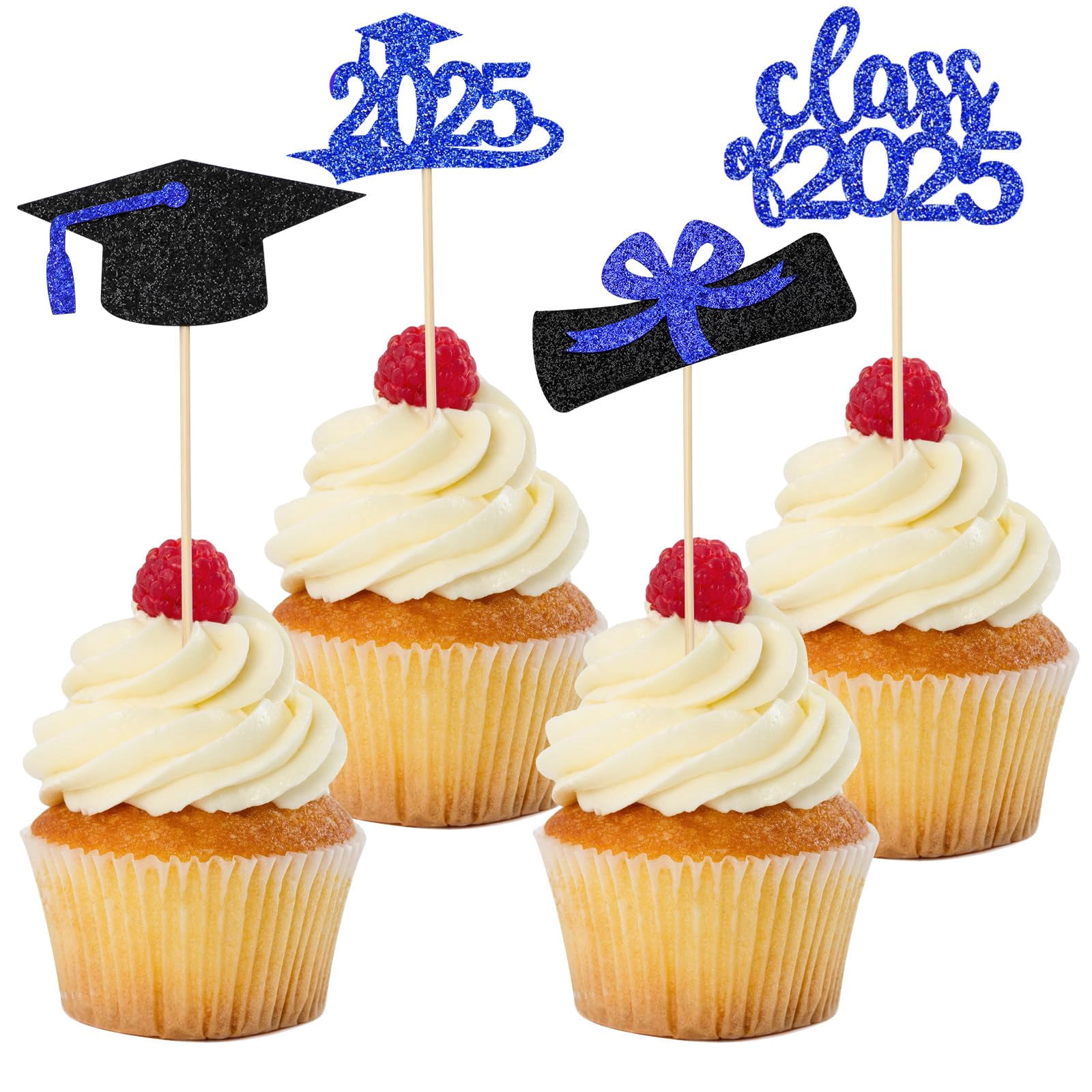 SANNIX 96Pcs GraduationITSC Cupcake Toppers 2025, Double-Sided Glitter ...