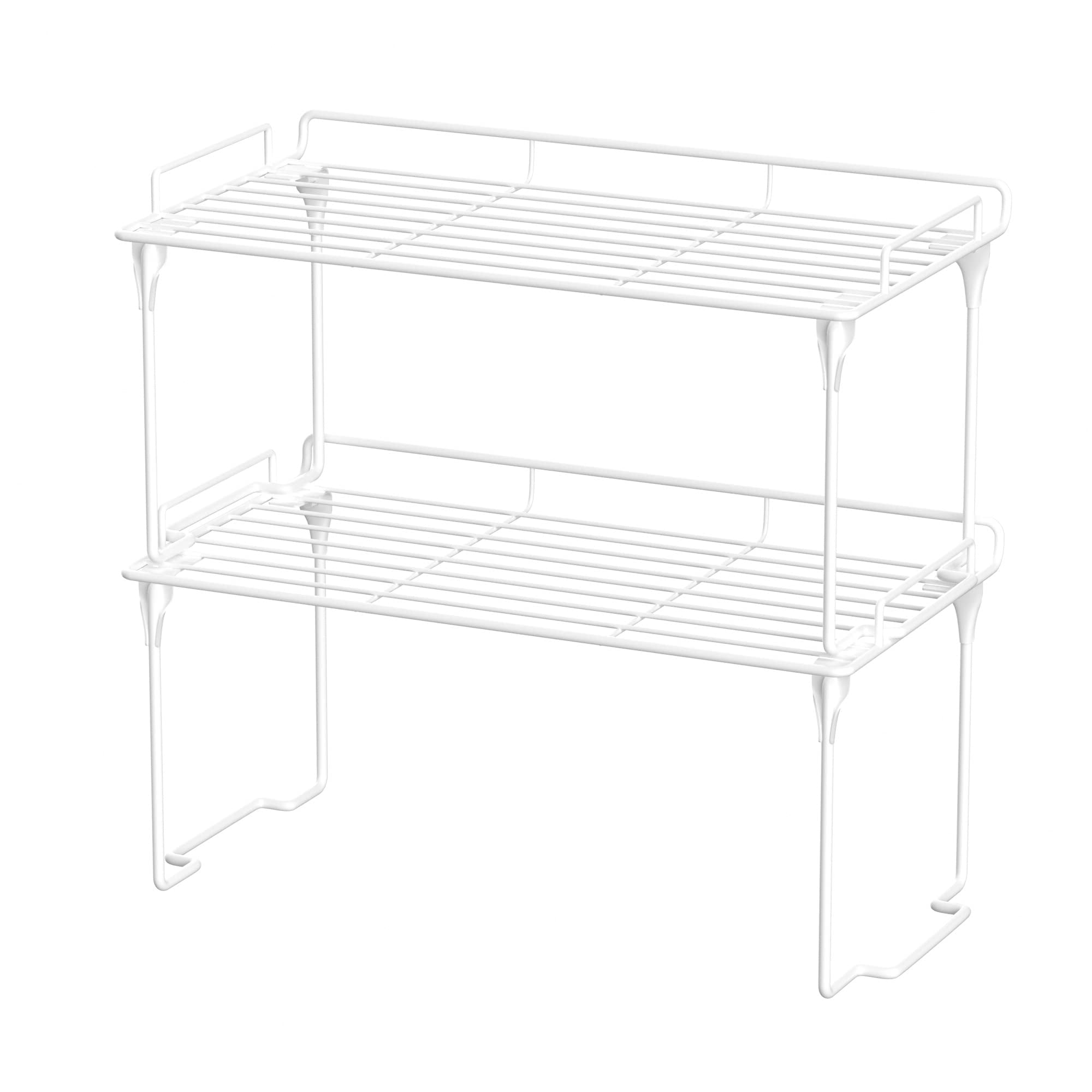 SANNO Stackable Cabinet Shelf Organizers, Set of 2 Kitchen Countertop ...
