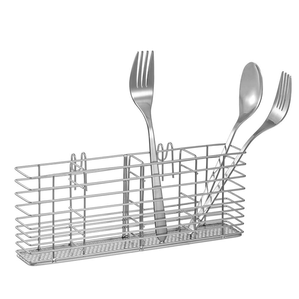 "Sanno Stainless Steel Utensil Holder, Silverware Organizer with 4 ...