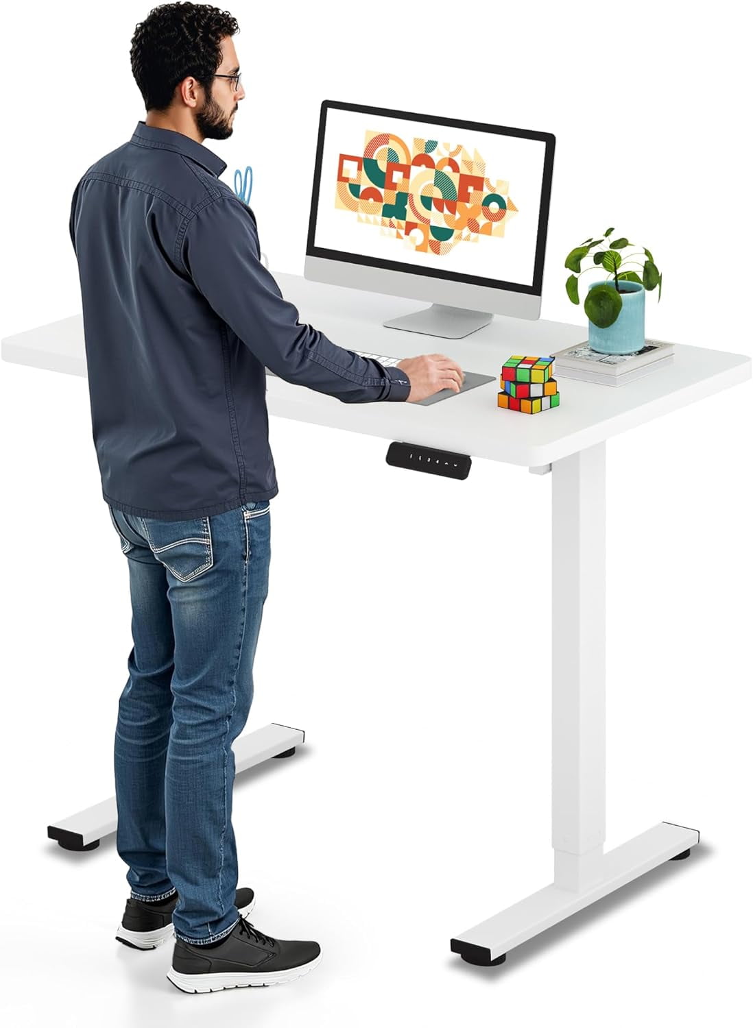 SANODESK Electric Standing Desk 48 x 24 Inches Whole-Piece Desktop ...