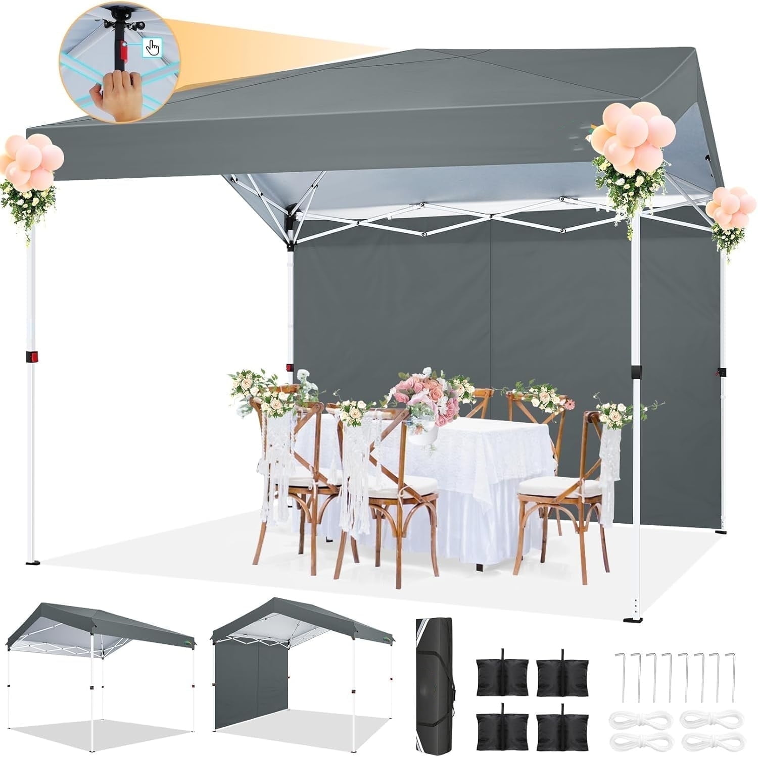 SANOPY 10' x 10' Easy Pop up Canopy Tent Outdoor Shade Shelter with 1 ...
