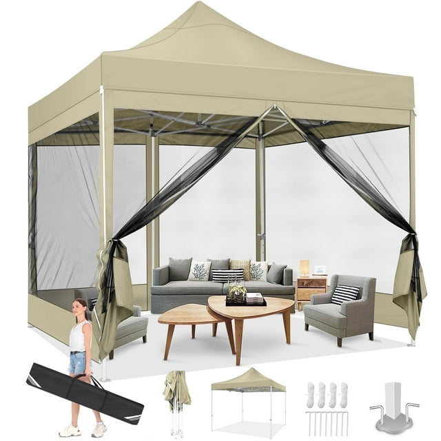 SANOPY 10' x 10' Pop Up Canopy with 4 Removable Mesh Mosquito Proof ...