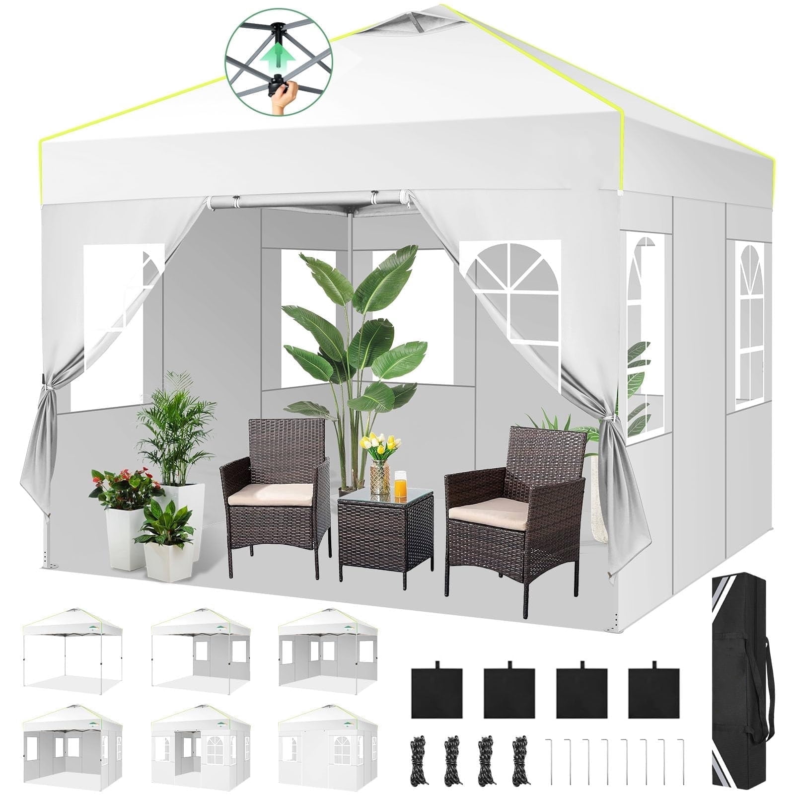 SANOPY 10' x 10' Outdoor Canopy Party Tent EZ Pop Up Canopy Commercial ...
