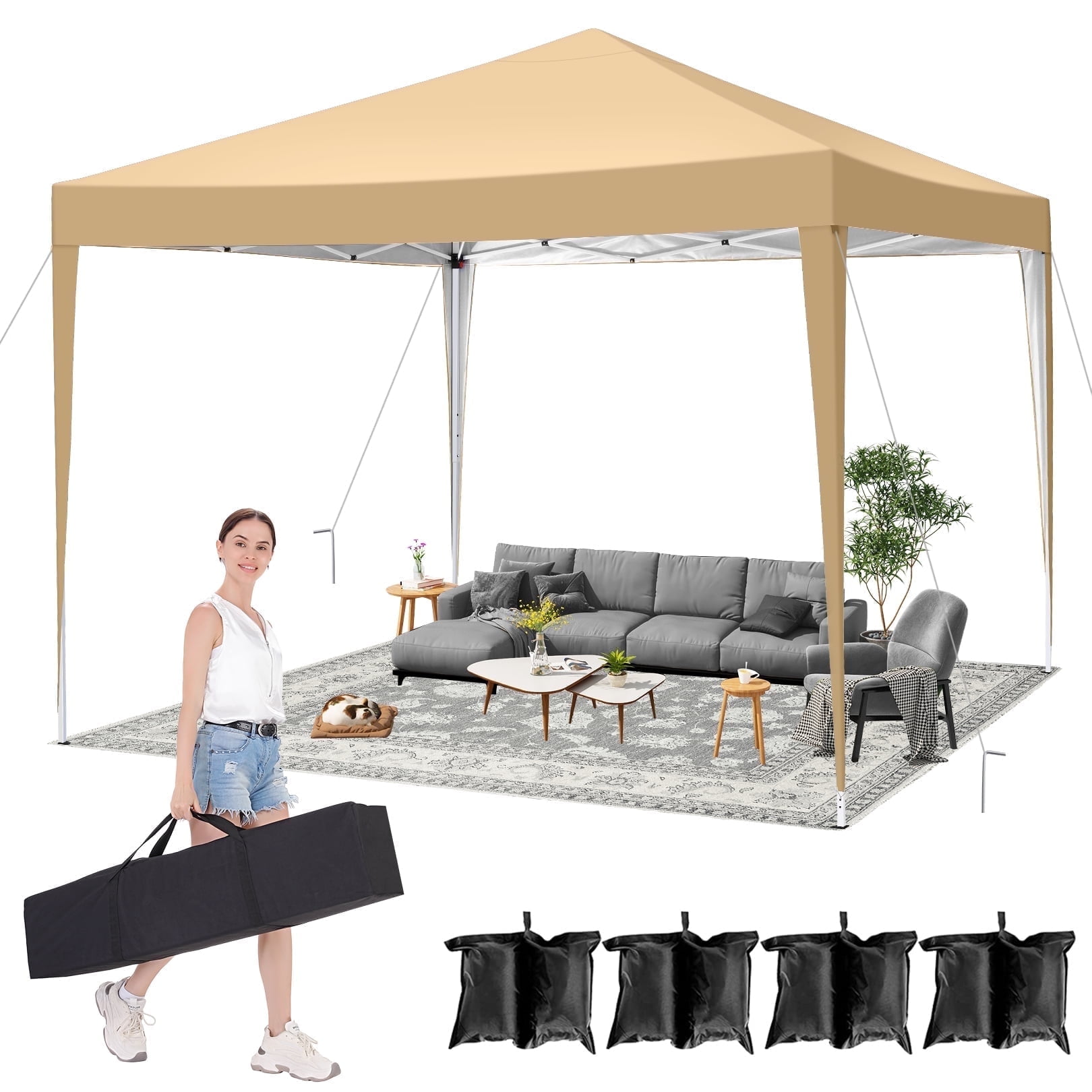 SANOPY 10'x10' Pop Up Canopy, Outdoor Gazebo with Air Vent, Stakes ...