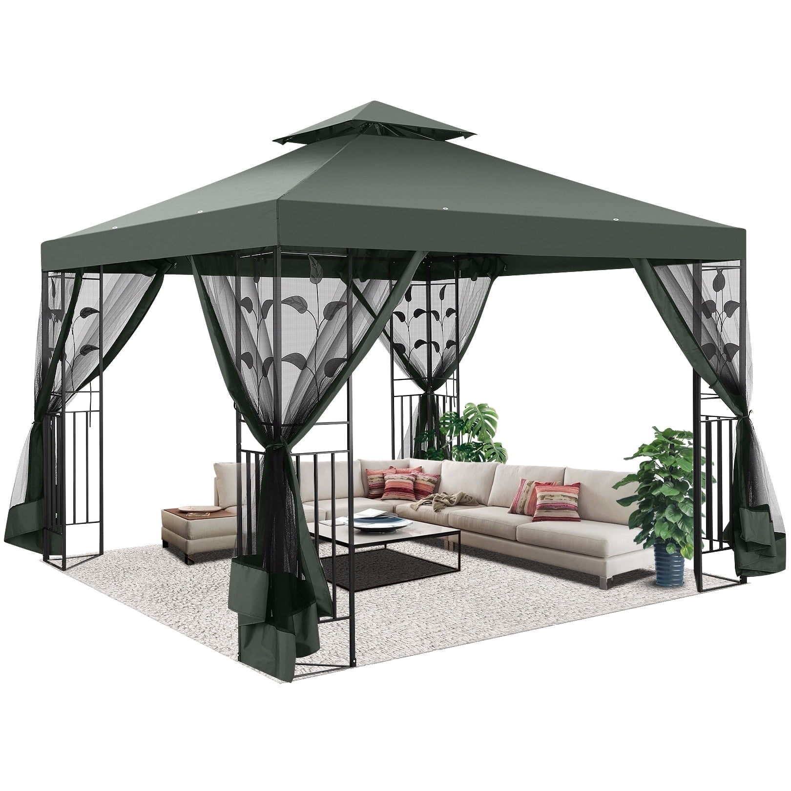 SANOPY 10' x 10' Backyard Waterproof Gazebo with Detachable Nets ...