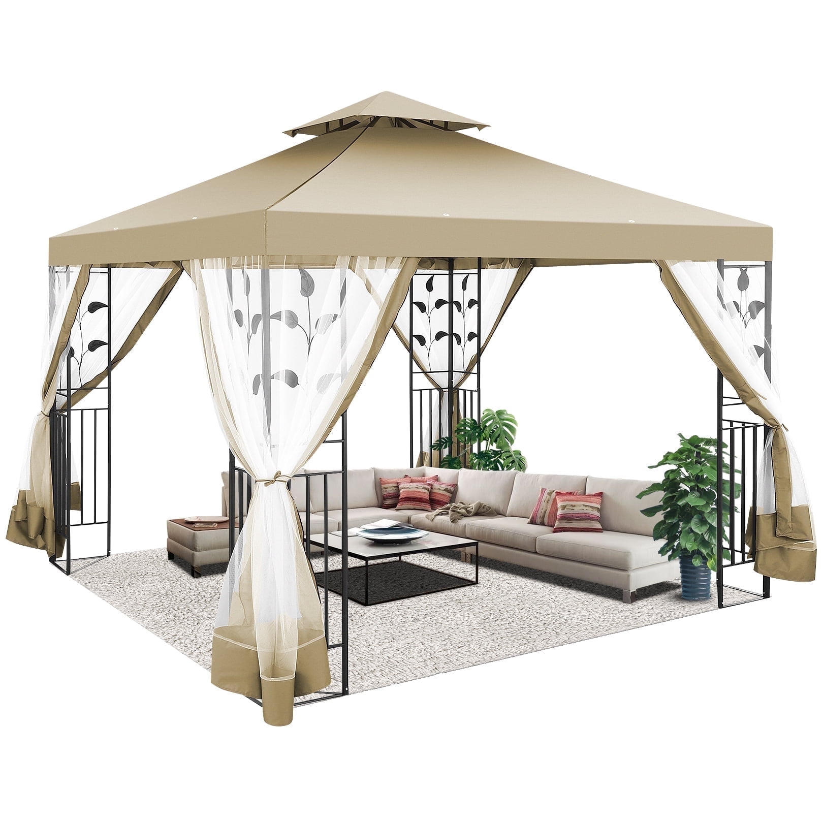 SANOPY 10'x10' Gazebo Canopy with 4 Mosquito Nets, UV & Rainproof, Easy ...