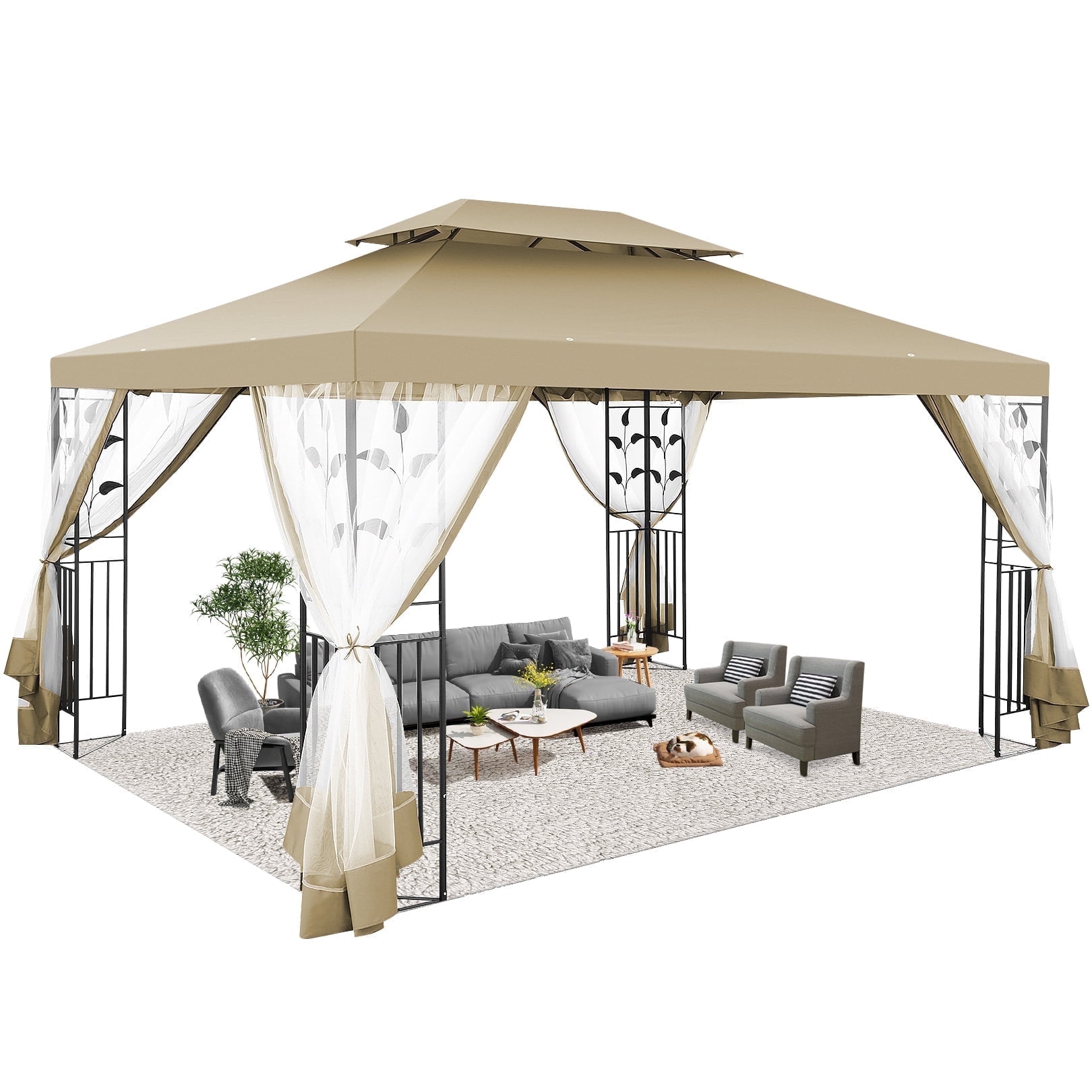 SANOPY 10'x13' UV & Rainproof Gazebo with Detachable Nets, Easy ...