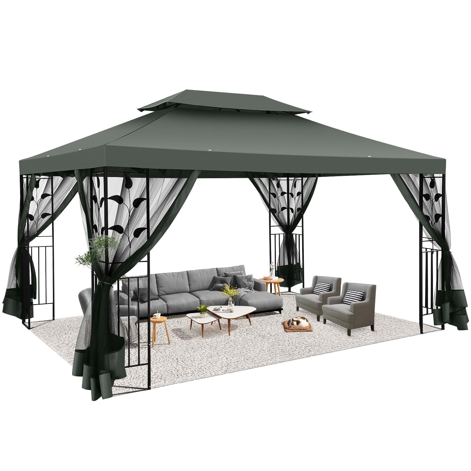 SANOPY 10'x13' UV & Rainproof Gazebo with 4 Detachable Nets, Easy ...
