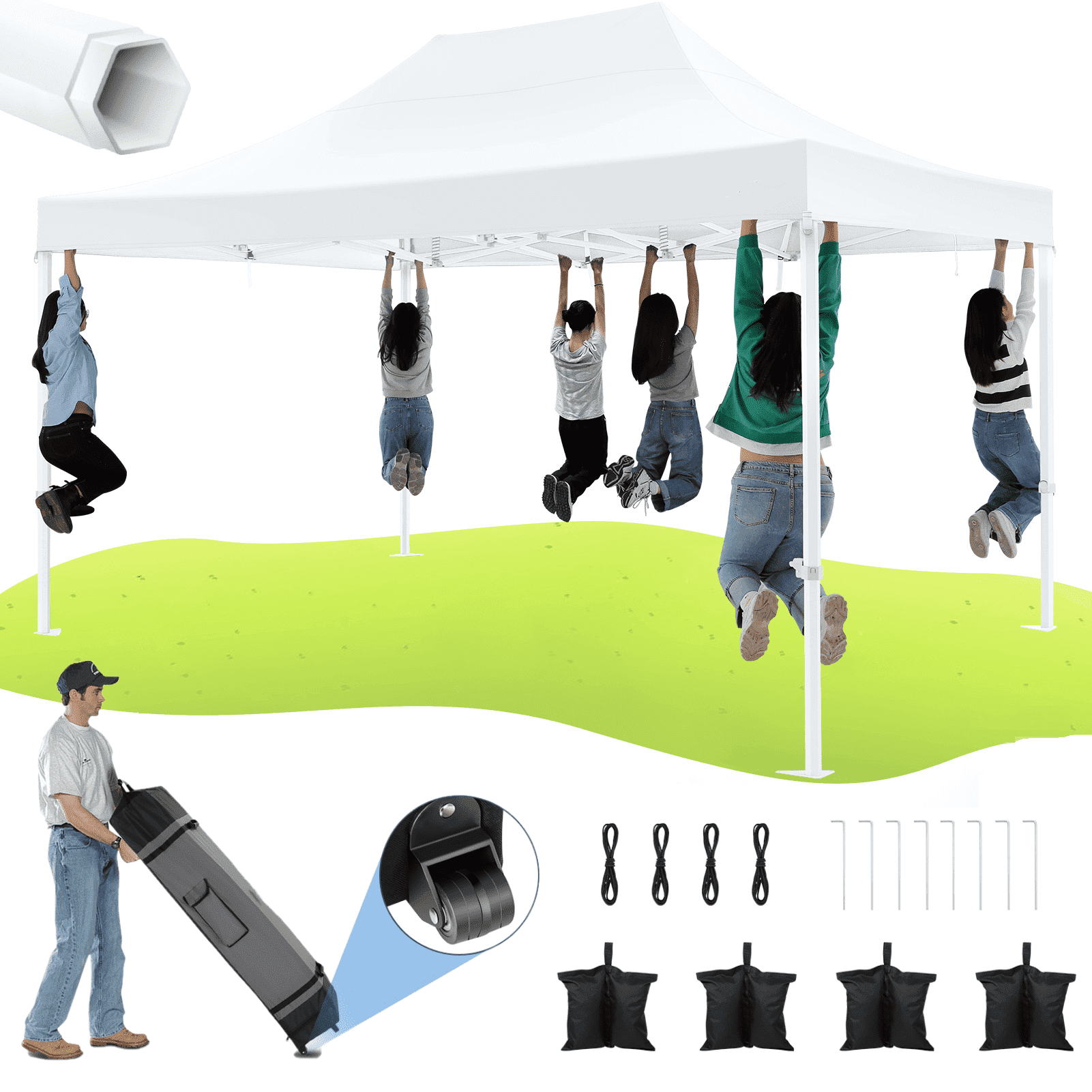 SANOPY 10' x 15' Pop up Canopy, Heavy Duty Canopy with Upgraded ...