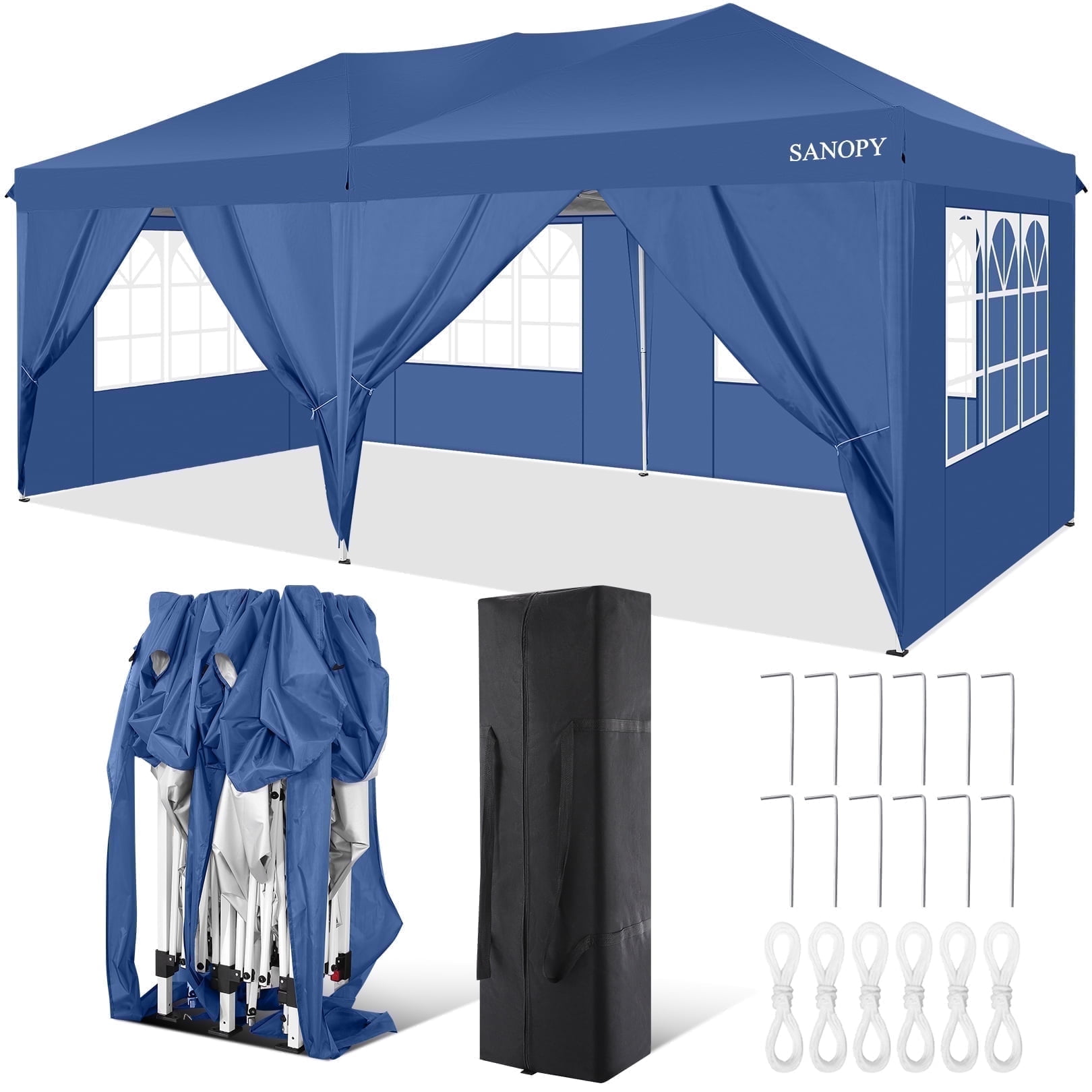 SANOPY 10'x20' EZ Pop Up Canopy Tent with 6 Sidewalls & Bag, Perfect ...