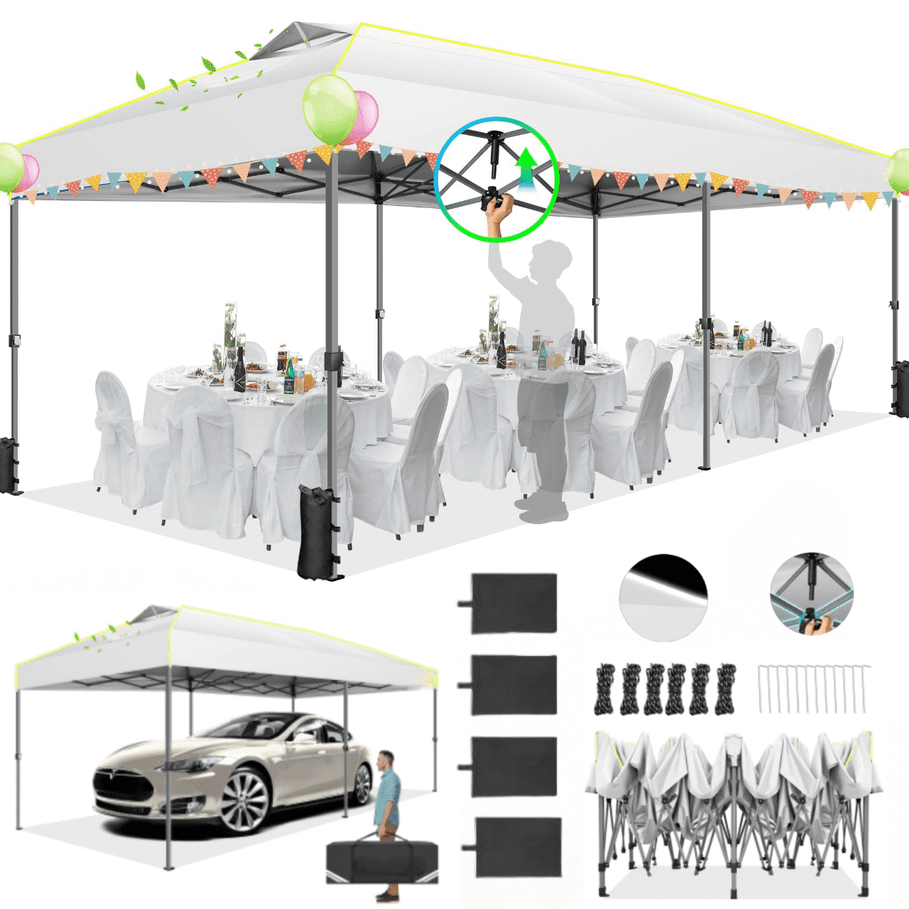 SANOPY 10' x 20' Outdoor Canopy Party Tent EZ Pop Up Canopy Commercial ...