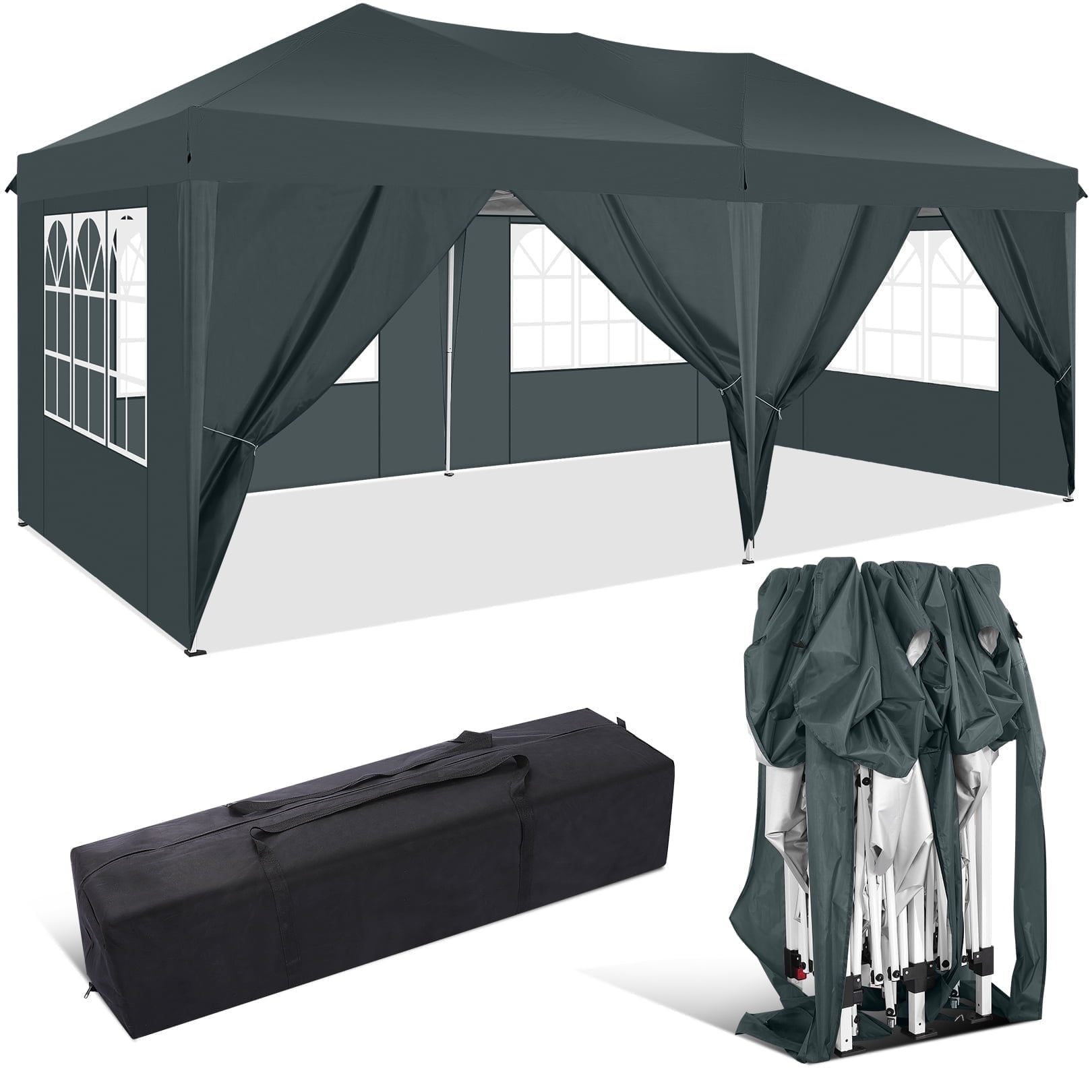 SANOPY 10'x 20' Waterproof Enclosed Pop Up Canopy Tent with Windows ...