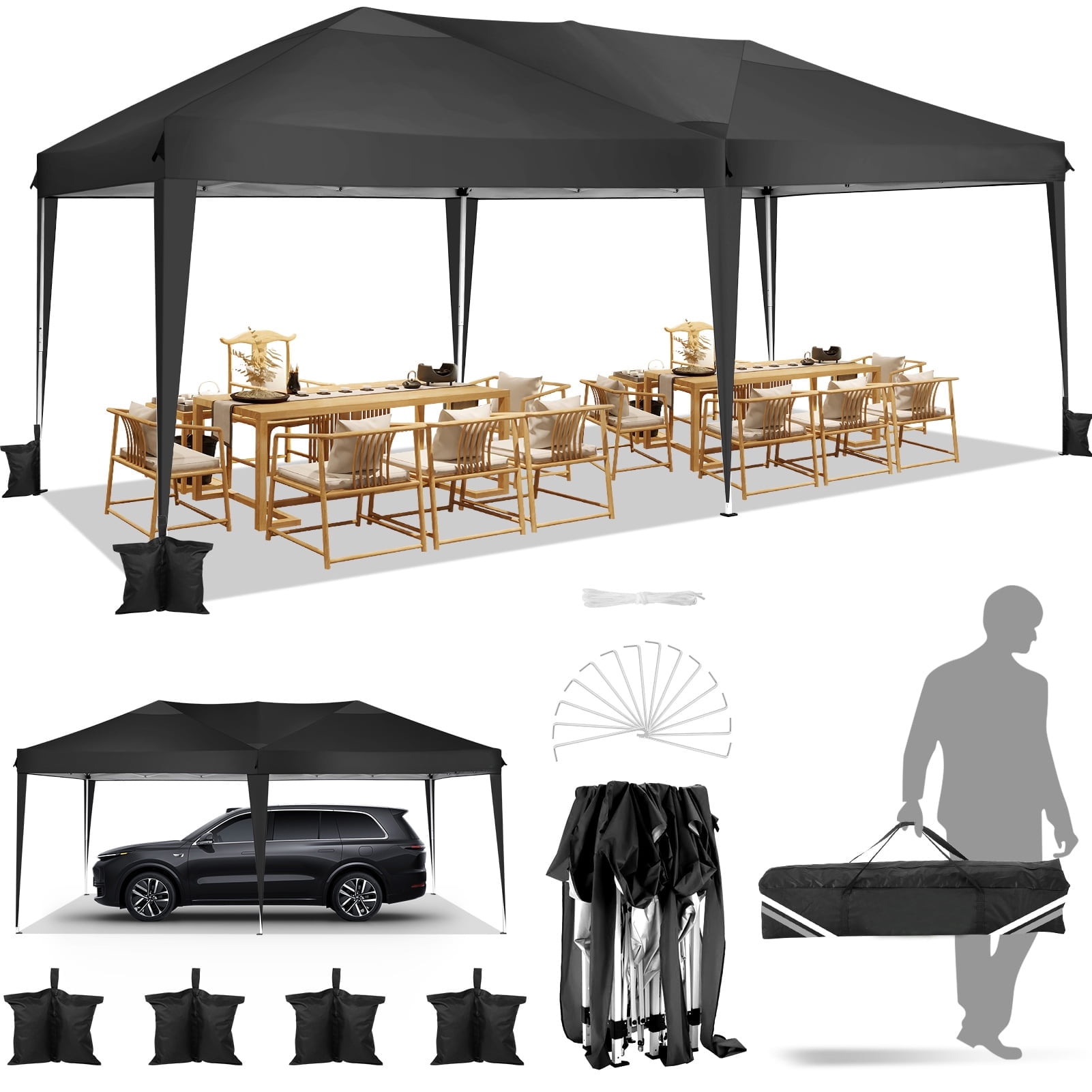 SANOPY 10' x 20' Pop Up Canopy Tent Easy Set-up Outdoor Patio Canopy ...