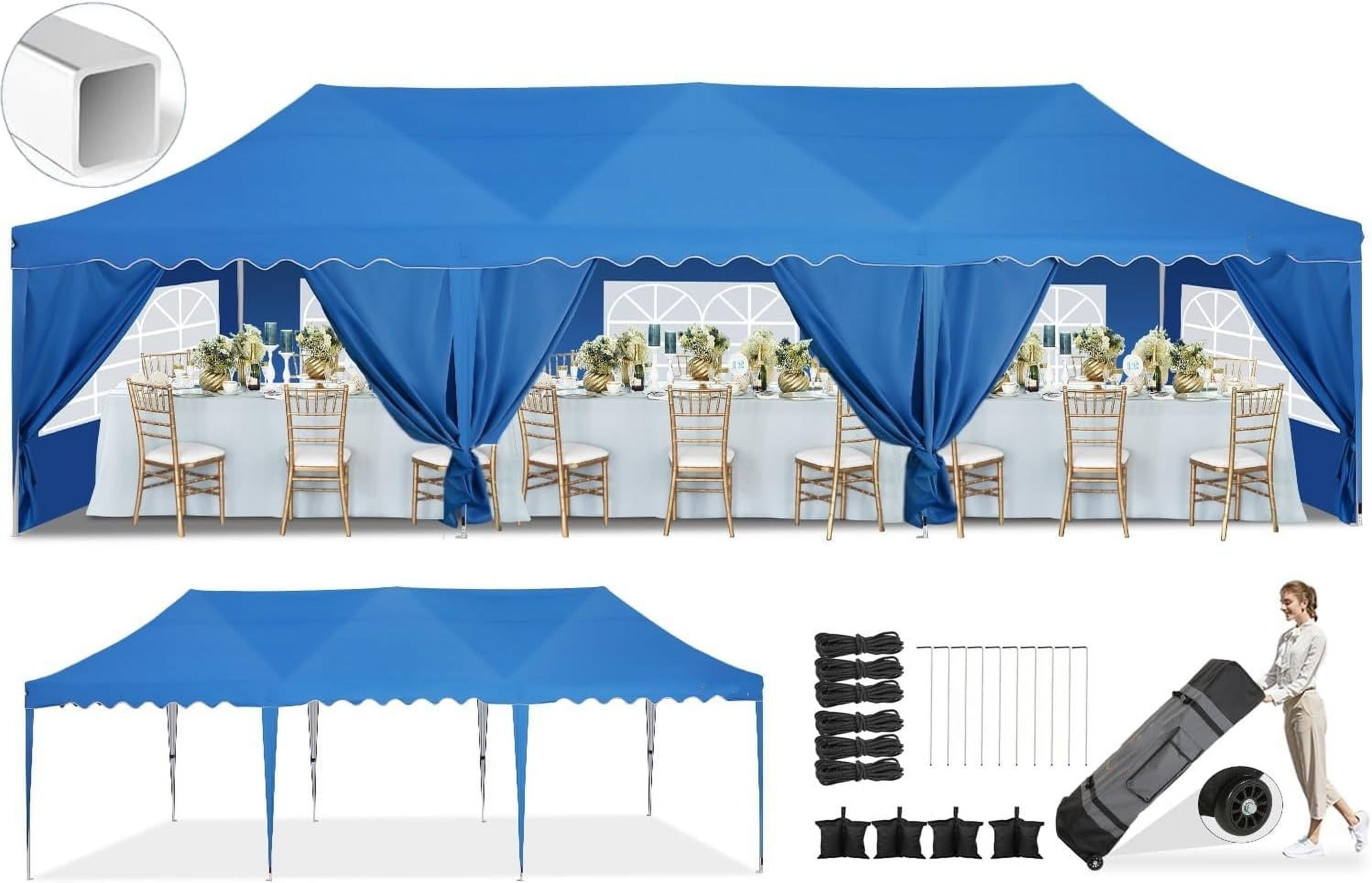SANOPY 10X30ft Blue Pop-up Tent with 8 Sidewalls & Heavy-Duty ...