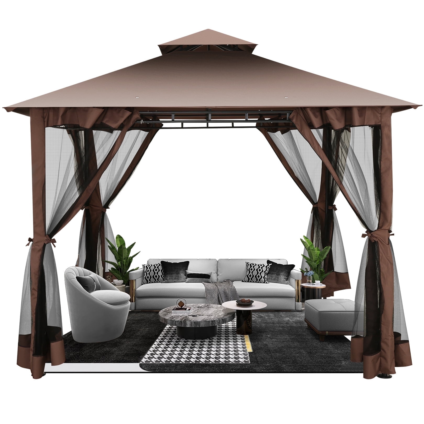 SANOPY 10'x10' Canopy Gazebo, Accommodates 6-8 People with 4 Detachable ...