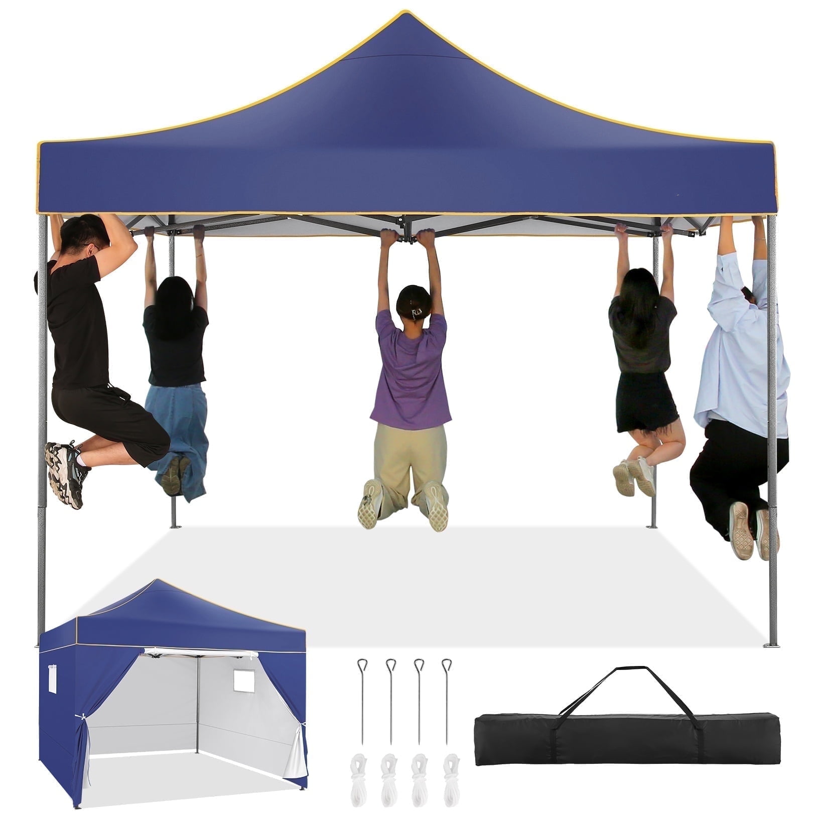 SANOPY 10'x10' Easy Pop Up Foldable Canopy Tent with 4 Sidewalls ...