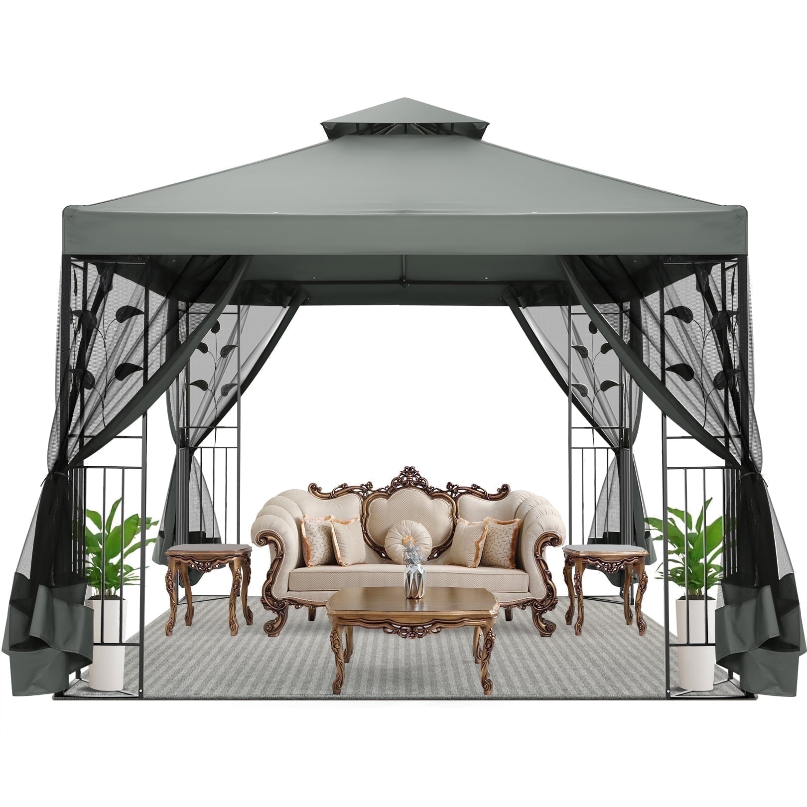 SANOPY 10'x10' Metal Patio Gazebo, Outdoor Gazebo Canopy Tent for ...