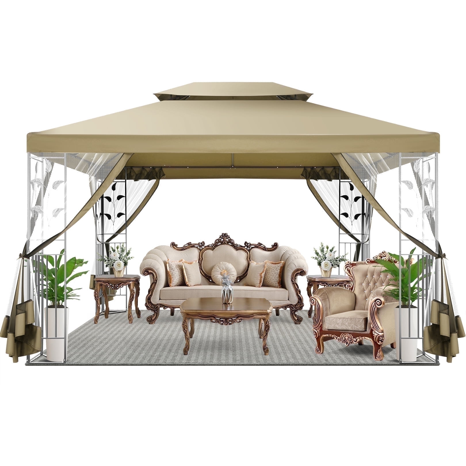 SANOPY Large 10'x13.3' Waterproof Backyard Gazebo with Netting Sides ...
