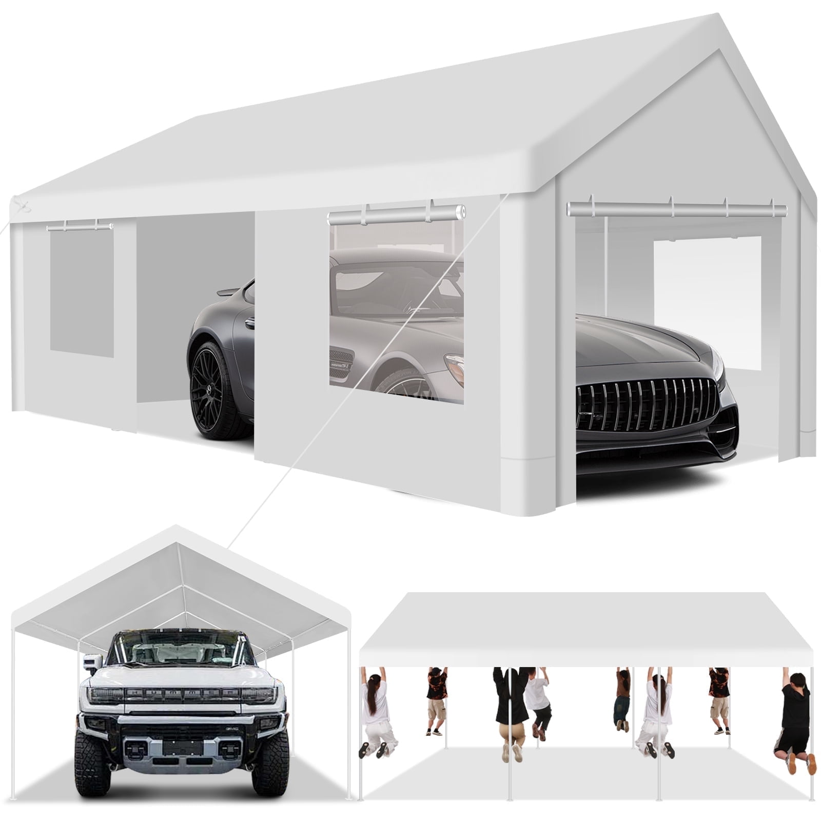 SANOPY 12'x20' Heavy Duty Carport with Ventilated Windows & Removable ...
